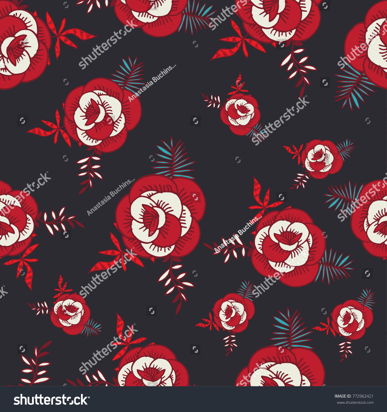 Seamless Dark Floral Pattern Vector Design Stock Vector (Royalty Free ...