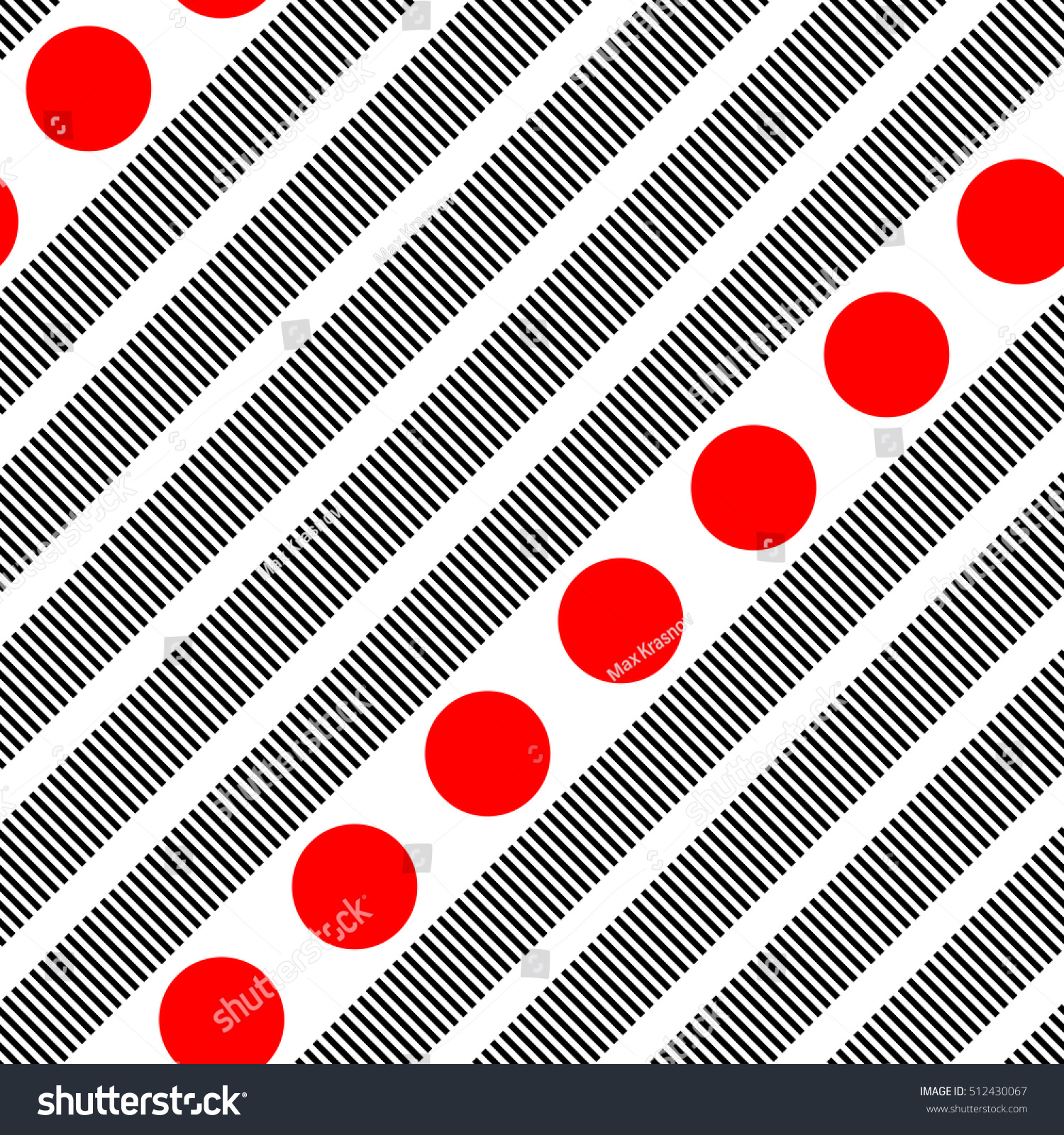 Seamless Diagonal Black Stripe Red Circle Stock Vector (Royalty Free ...