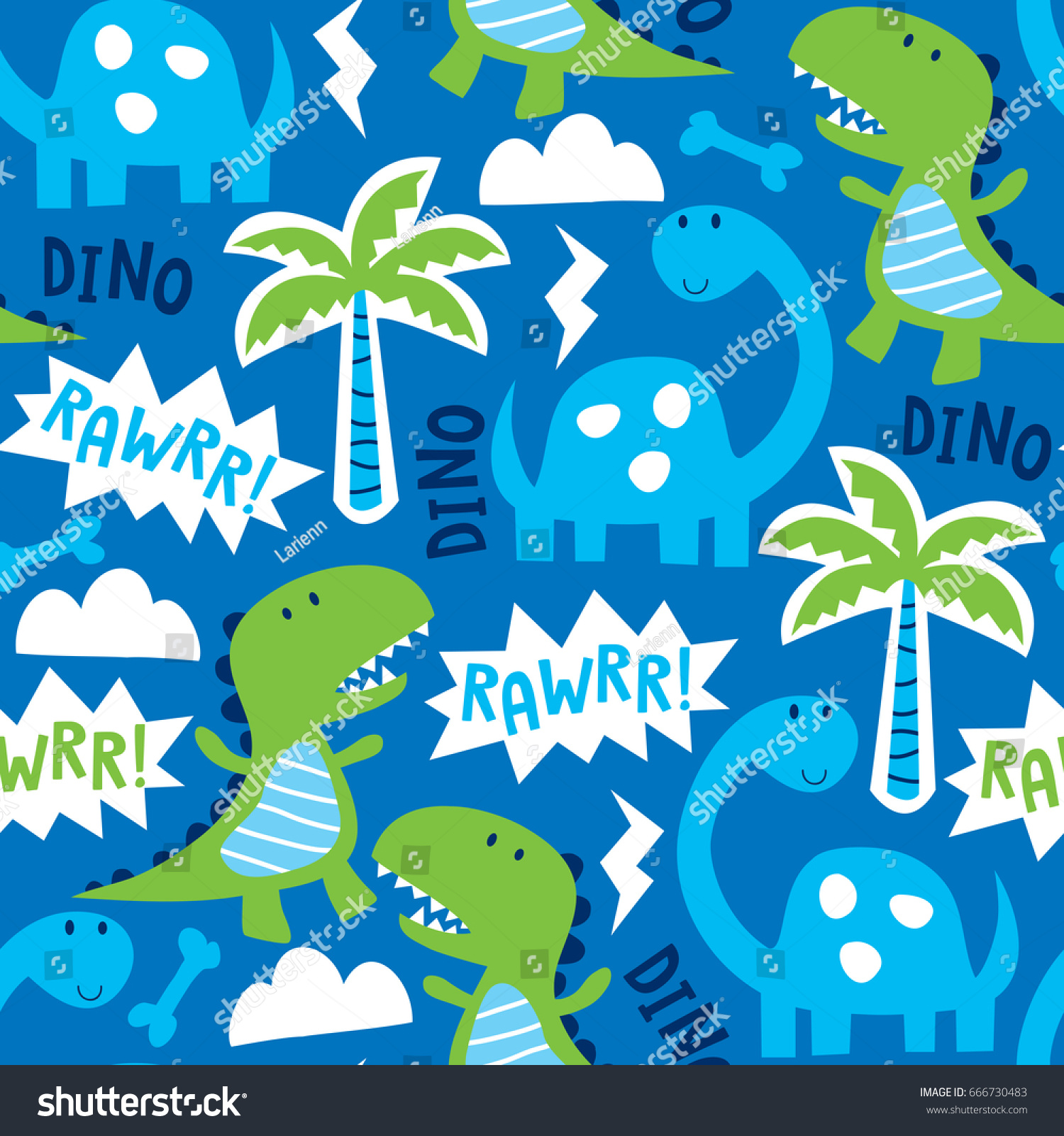Seamless Dinosaur Animal Pattern Vector Illustration Stock Vector ...