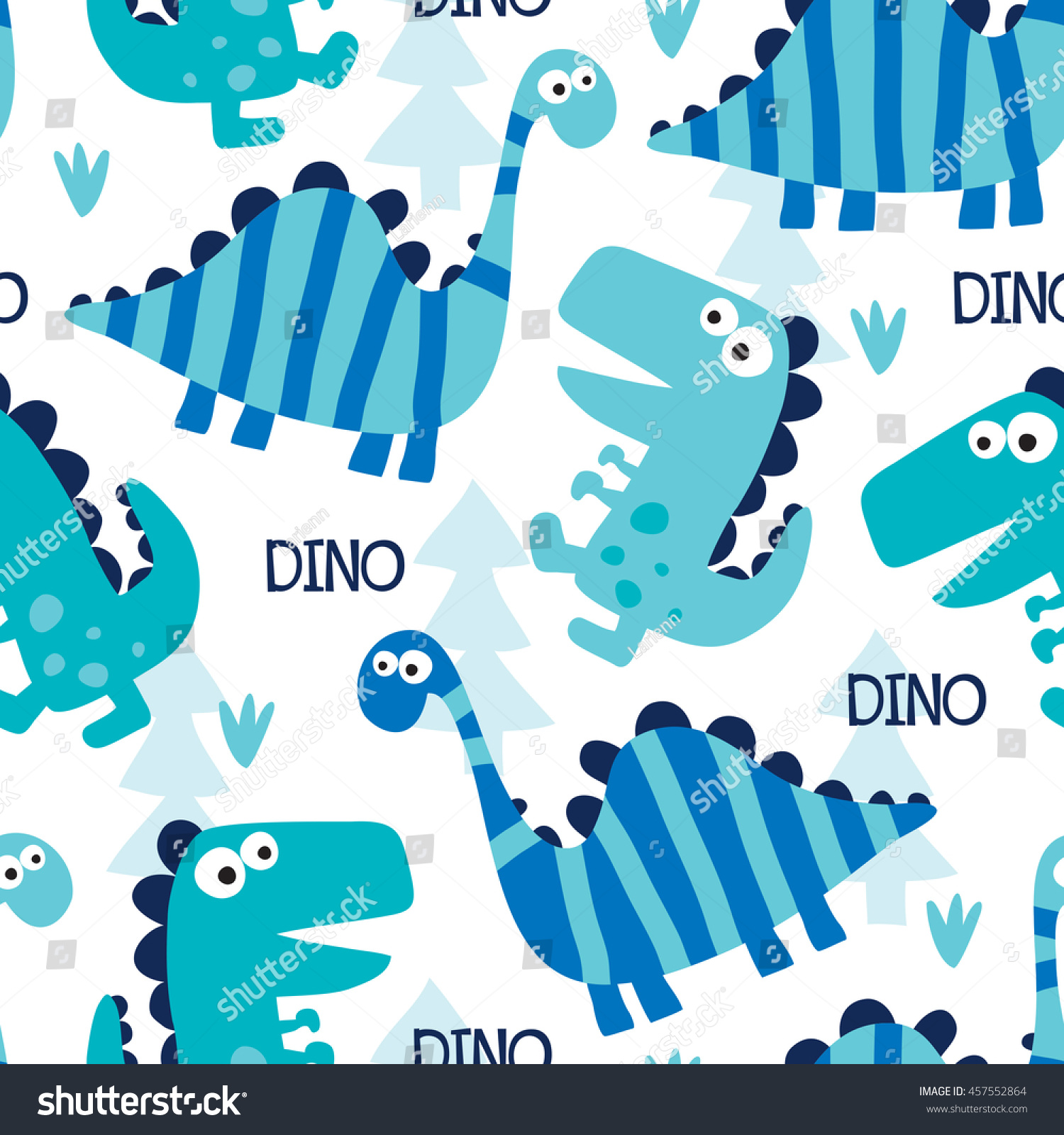 Seamless Dinosaur Pattern Vector Illustration Stock Vector (Royalty ...