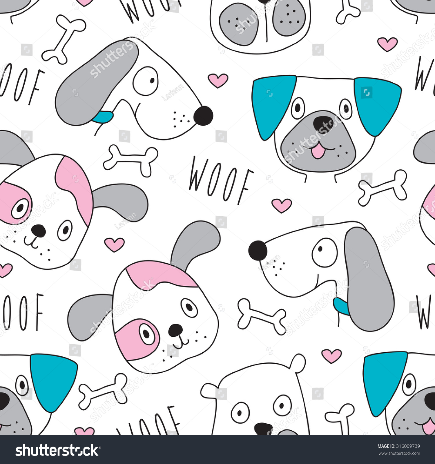 Seamless Dog Pattern Vector Illustration Stock Vector 316009739 ...