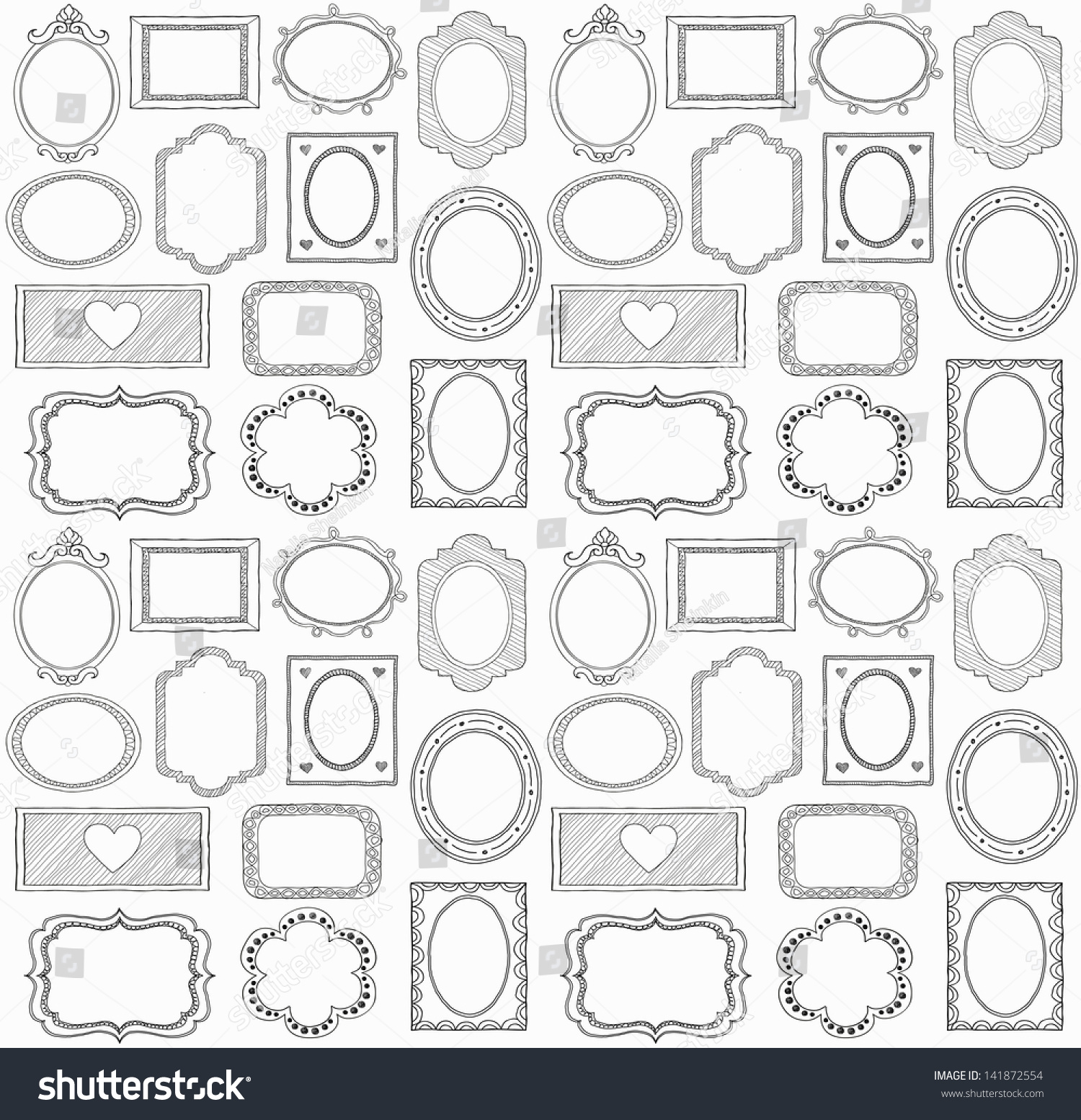 Seamless Doodle Frame Set Stock Vector 141872554 : Shutterstock
