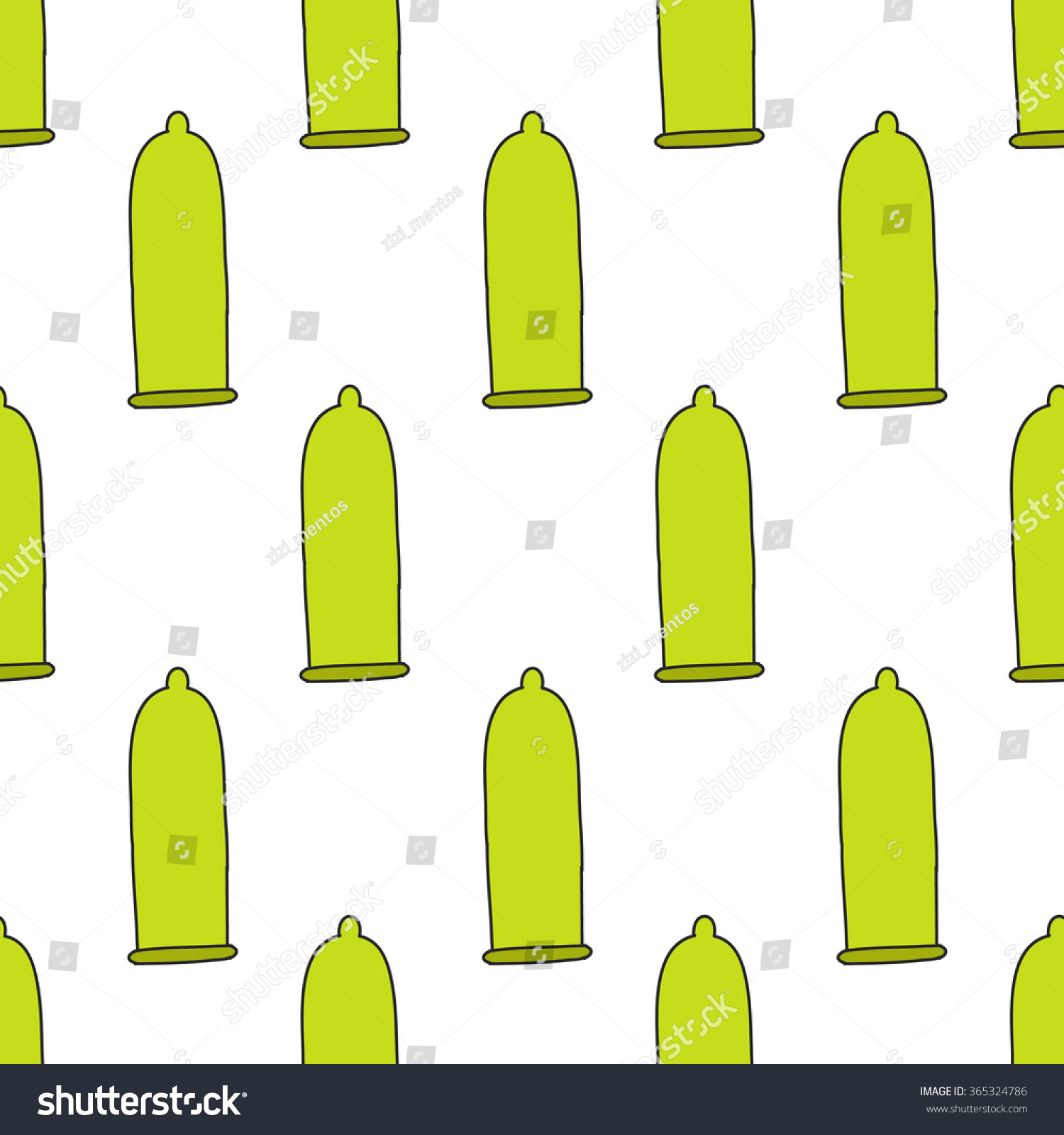 Seamless Doodle Pattern Condom Vector Illustration Stock Vector