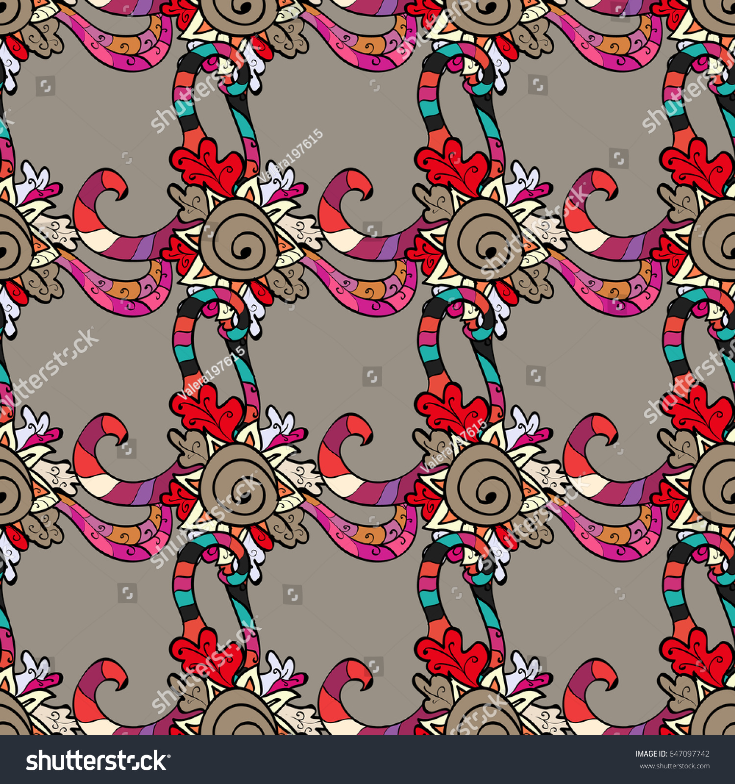Seamless Doodles Pattern On Blue Background Stock Vector (Royalty Free ...