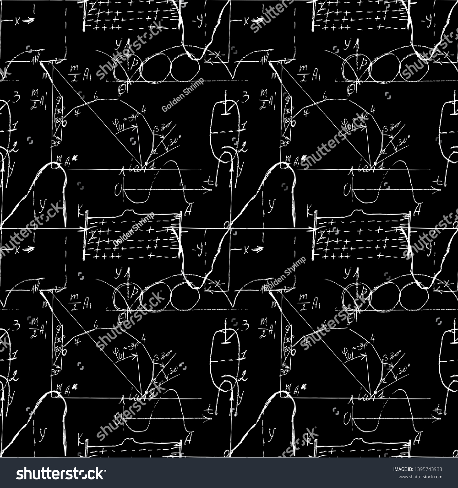 Seamless Endless Pattern Background Handwritten Mathematical Stock ...