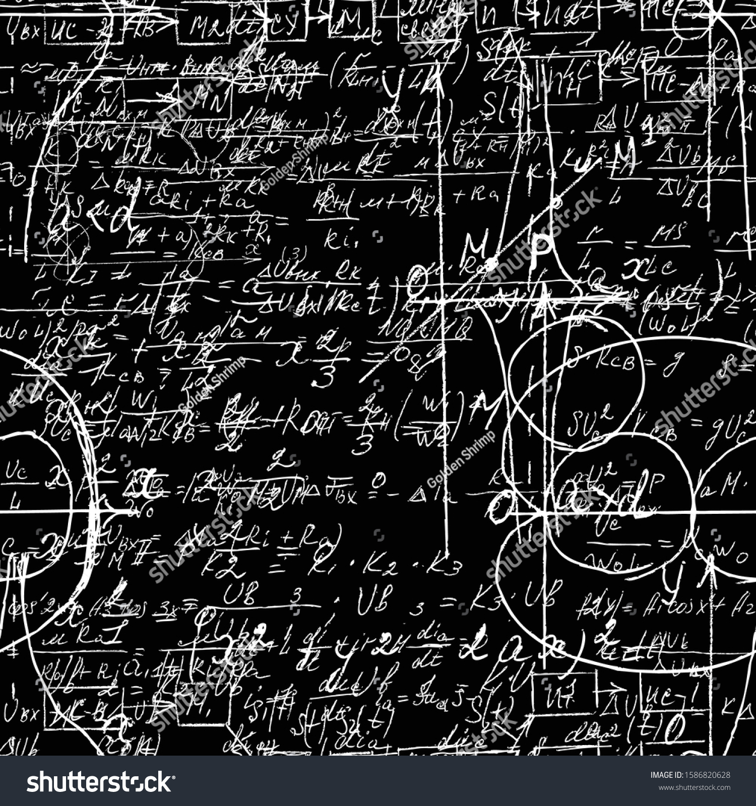 Seamless Endless Pattern Background Handwritten Mathematical Stock ...