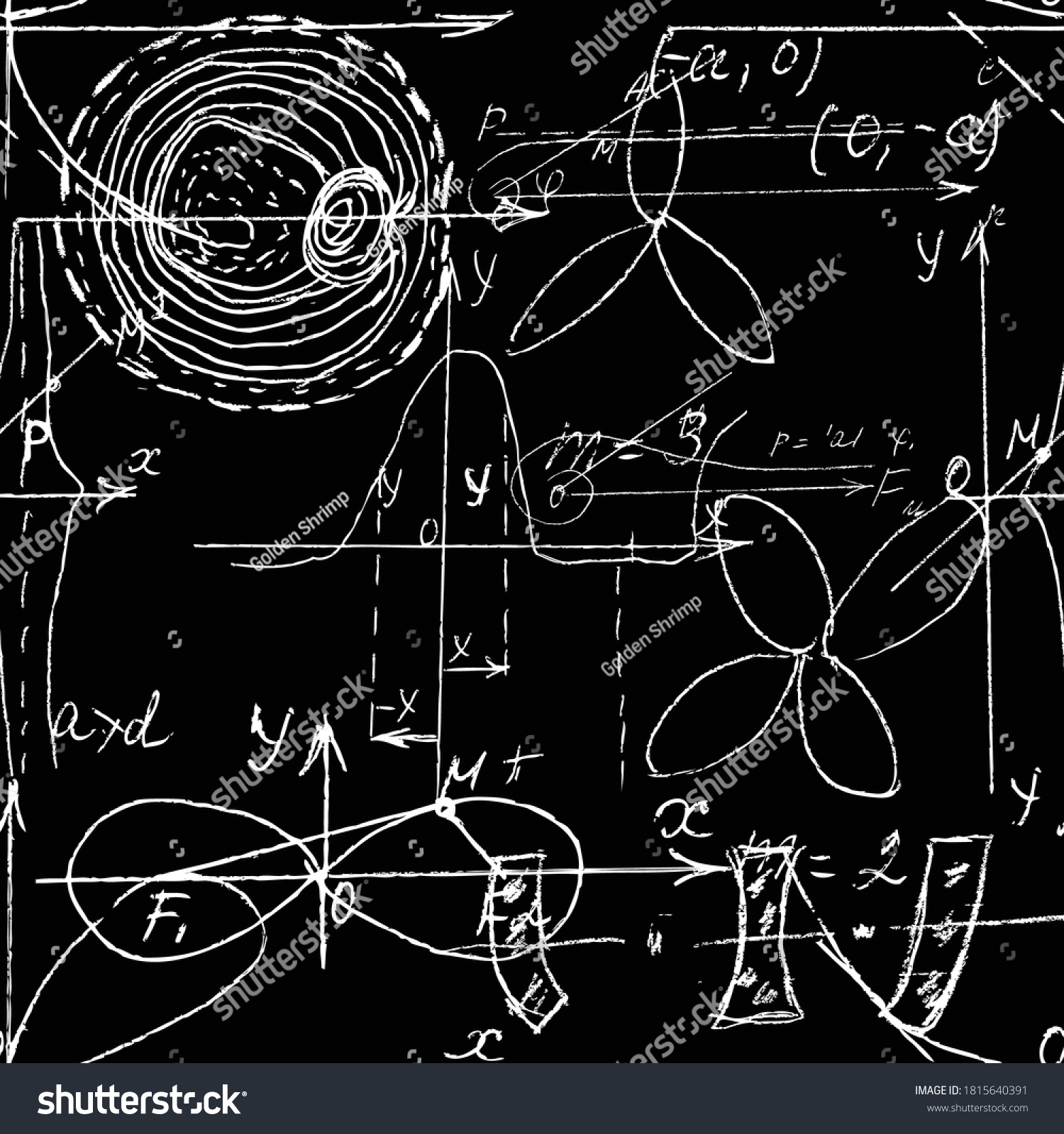 Seamless Endless Pattern Background Handwritten Mathematical Stock ...