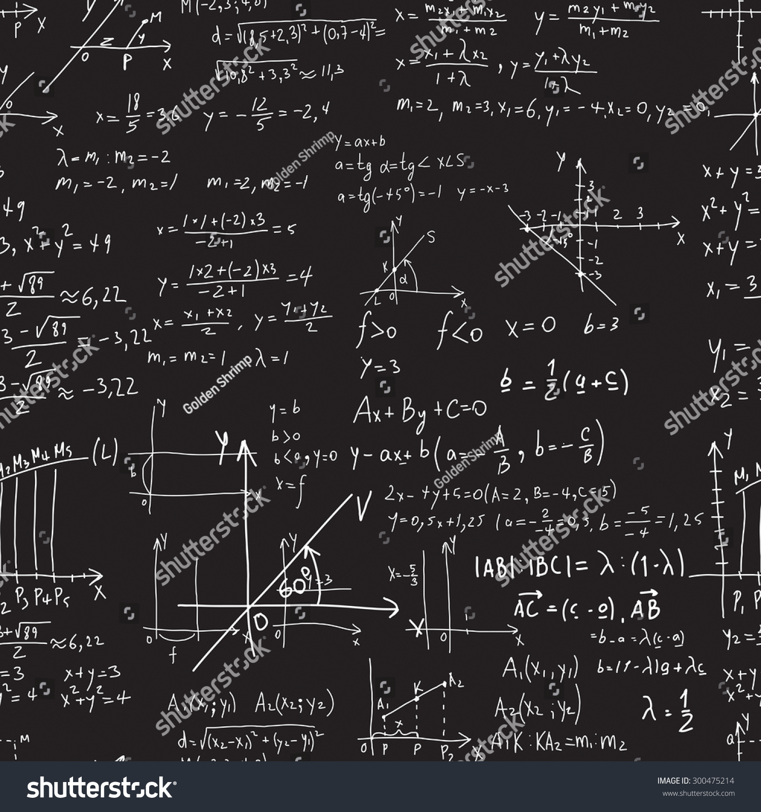 Seamless Endless Pattern Background Handwritten Mathematical Stock ...