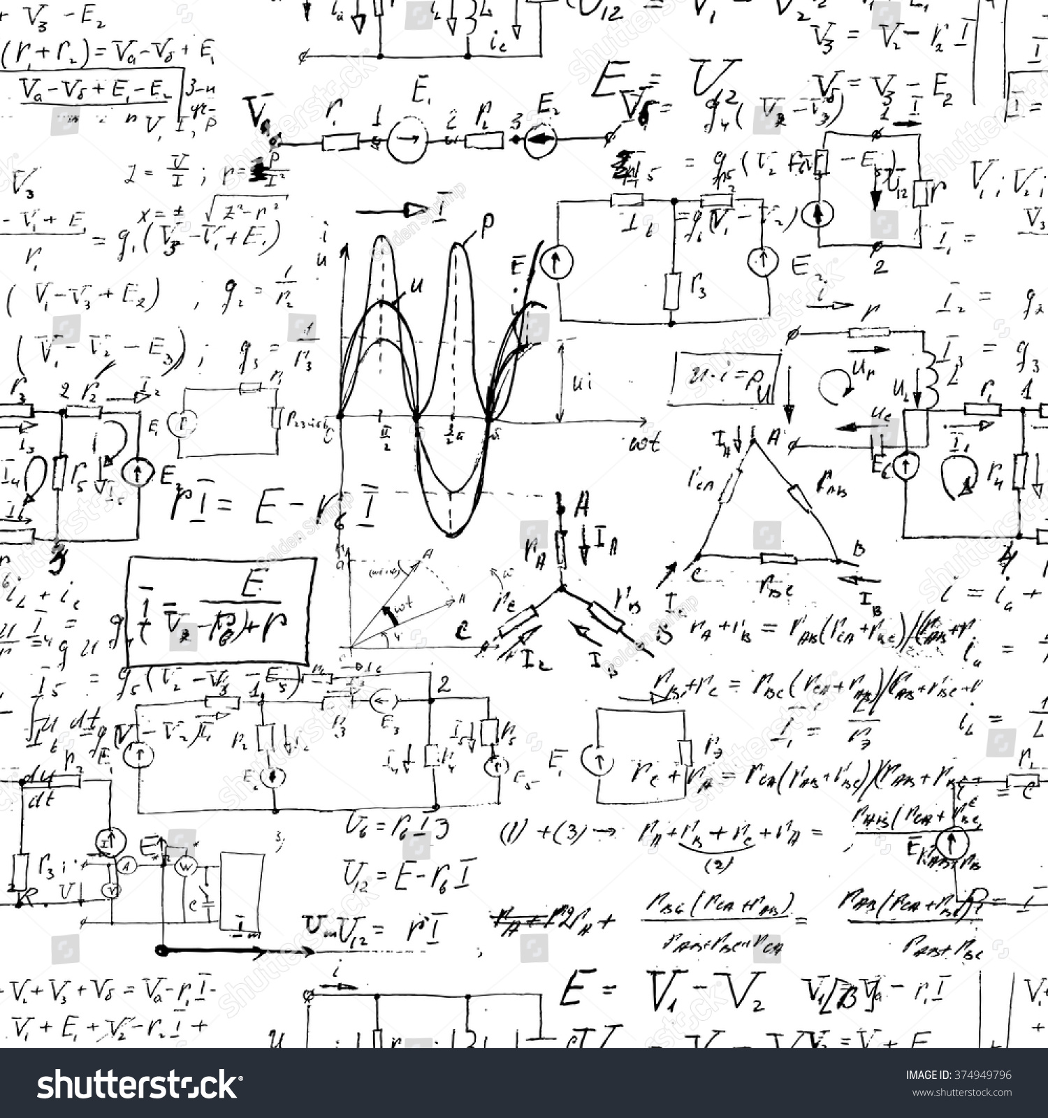 Seamless Endless Pattern Background Handwritten Mathematical Stock ...