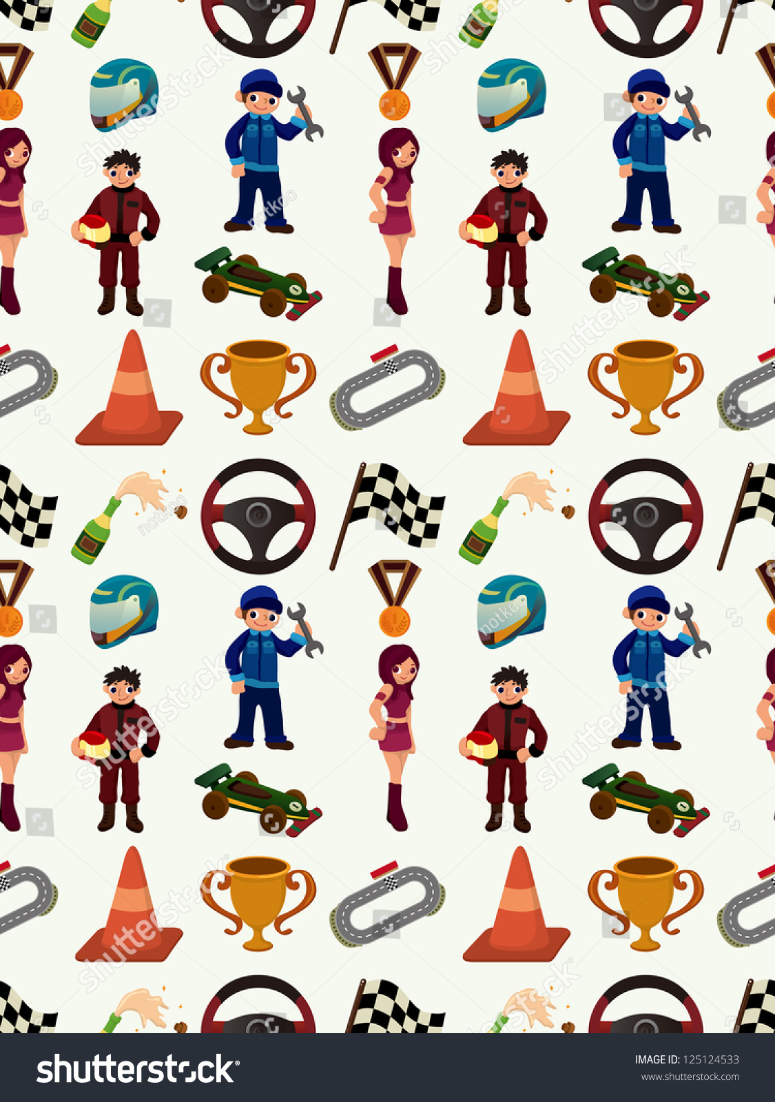 Seamless F1 Patterncartoon Vector Illustration Stock Vector (Royalty ...