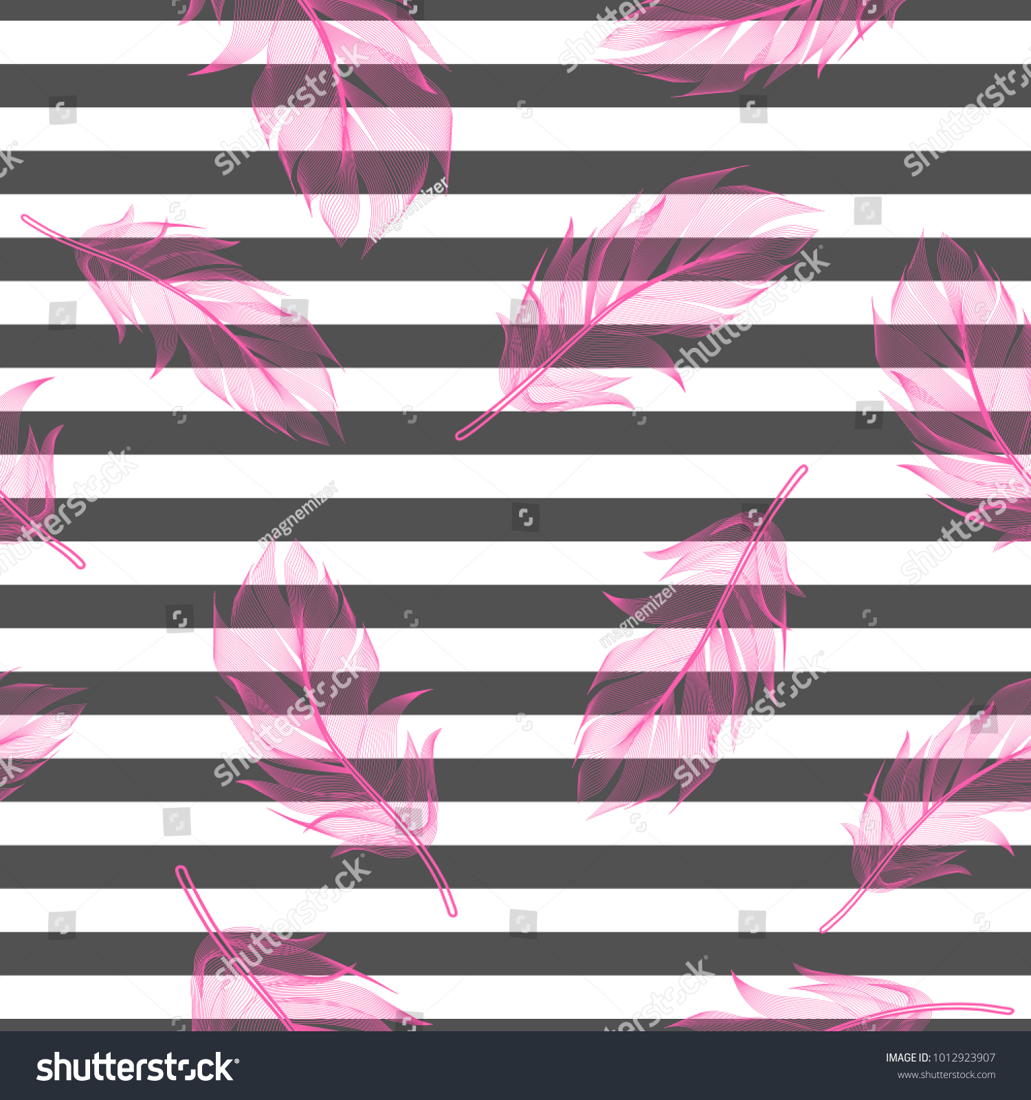 Seamless Feather Pattern Horizontal Line Vector Stock Vector (Royalty ...