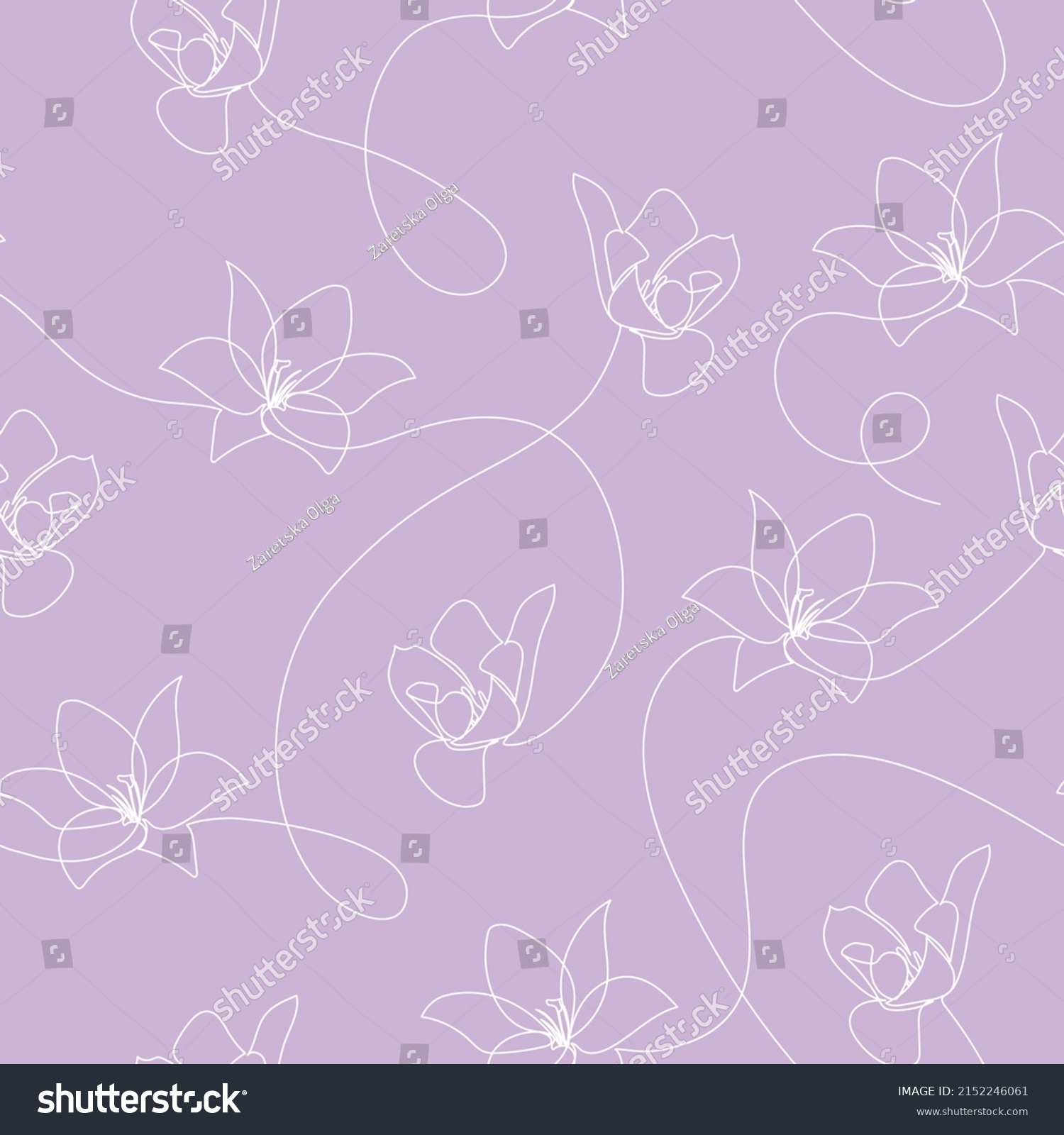 Seamless Floral Pattern Line Art Stock Vector (Royalty Free) 2152246061 ...