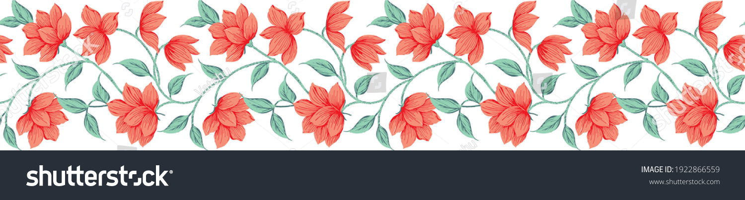 Seamless Flower Border Pattern Background Stock Vector (Royalty Free ...