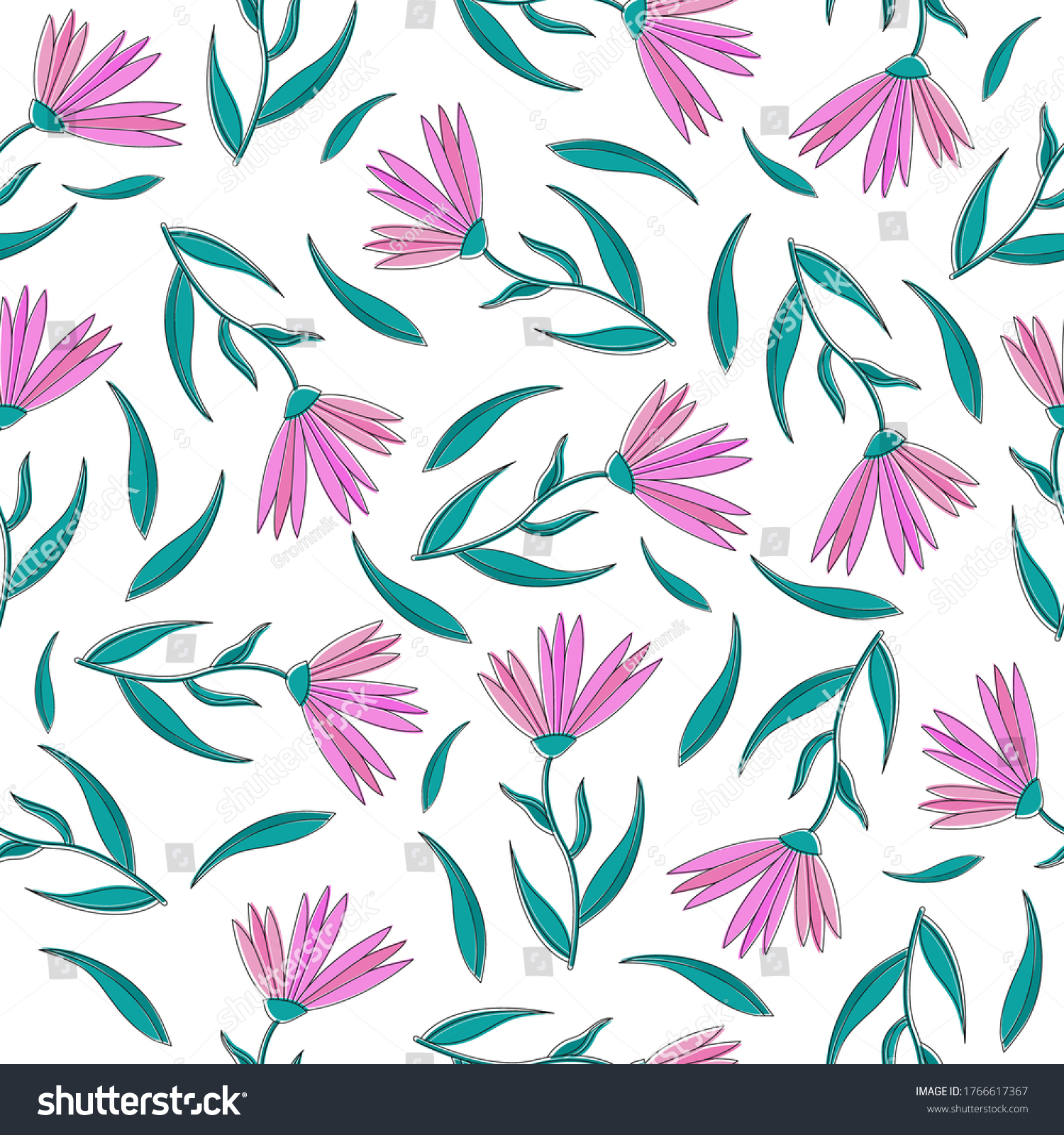 Seamless Flower Pattern Textures Textiles Wallpapers Stock Vector ...