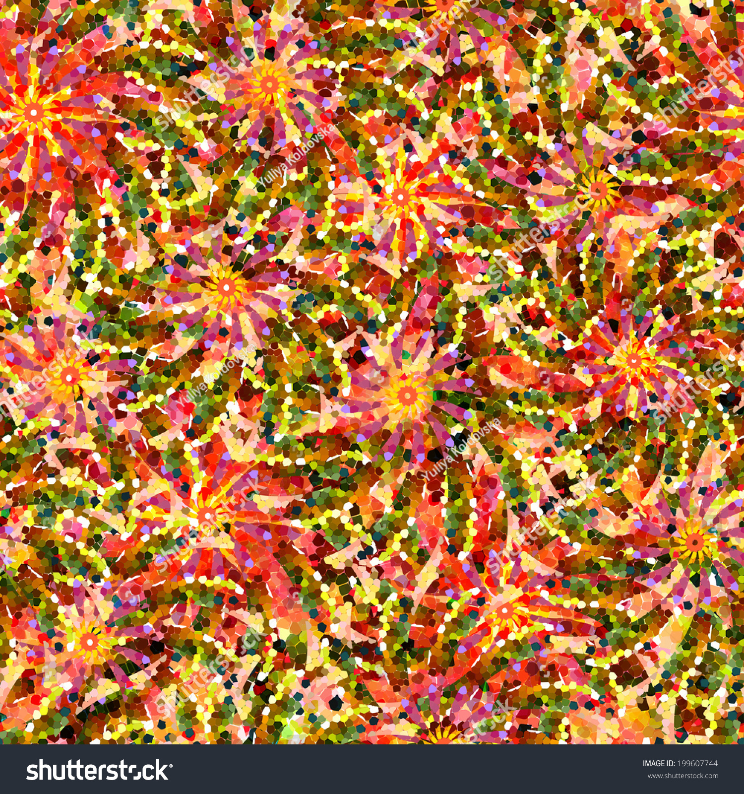 Seamless Flowers Wallpaper Pattern Vector Background: vetor stock ...