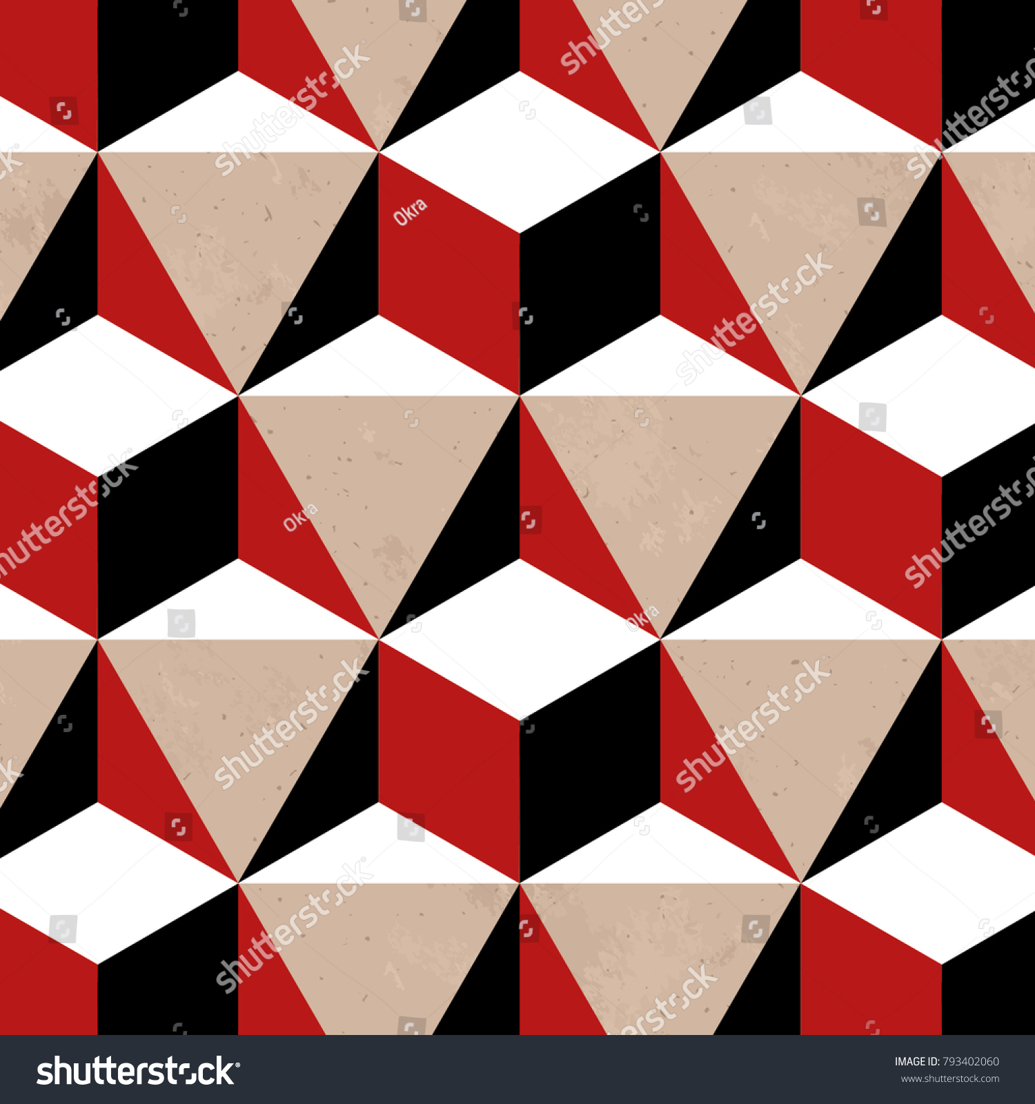 Seamless Geometric Black White Red 3d Stock Vector (Royalty Free ...