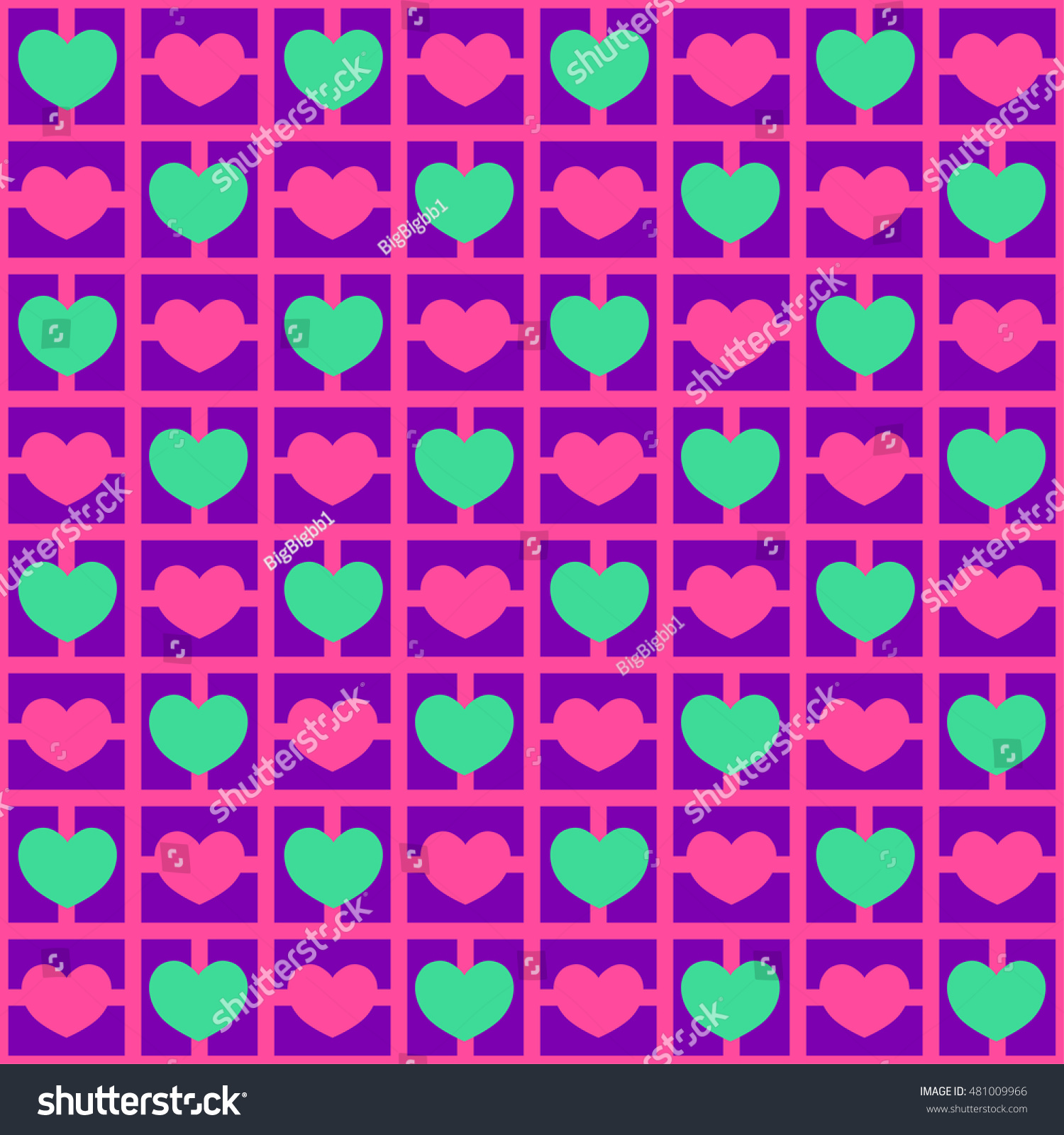 Seamless Geometric Pattern Hearts Fancy Heart 스톡 벡터(로열티 프리) 481009966 ...