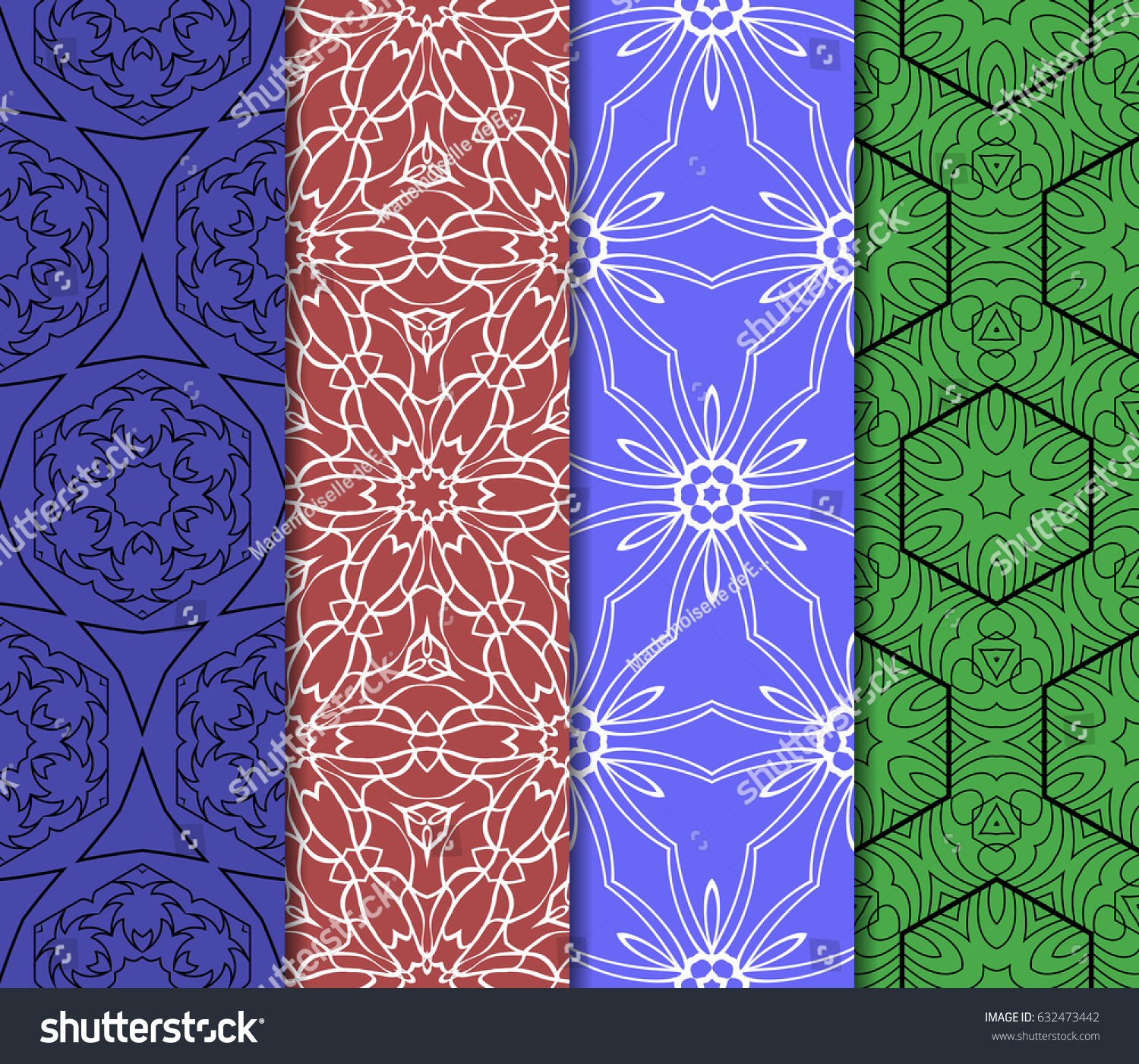 Seamless Geometry Pattern Set Vector Illustration Stock Vector (Royalty ...