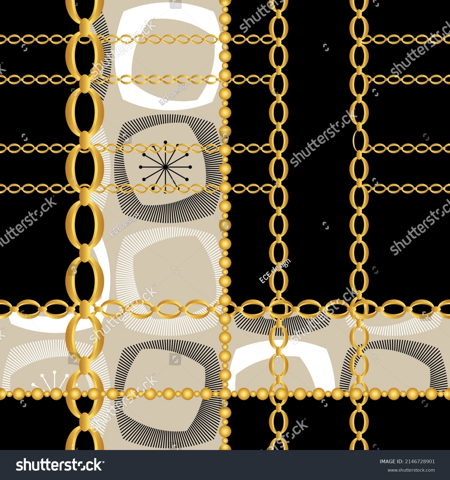 Seamless Golden Chains Geometric Pattern Vector Stock Vector (Royalty ...