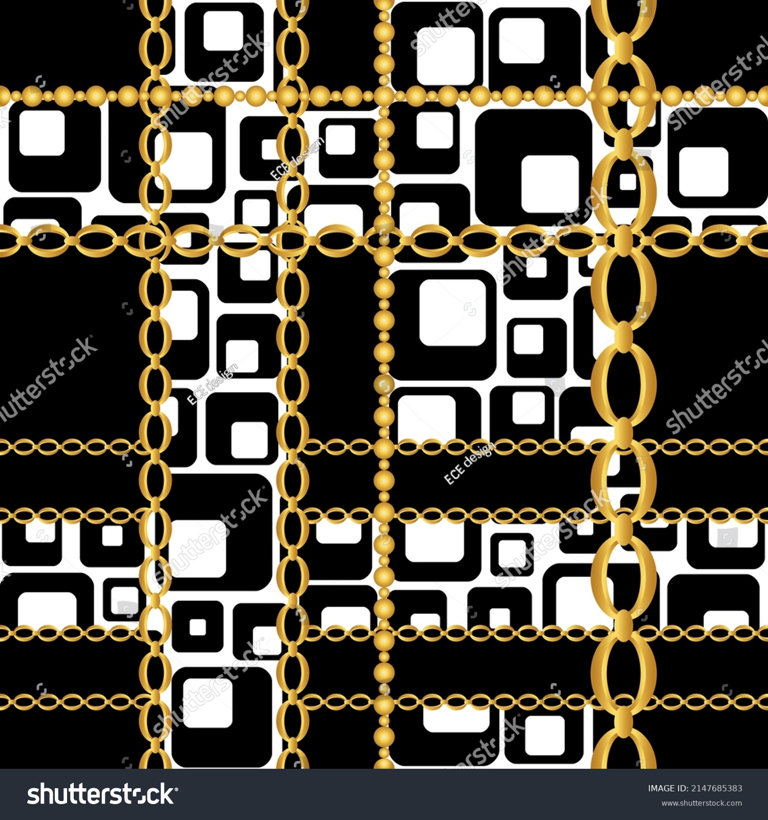 Seamless Golden Chains Geometric Pattern Vector Stock Vector (Royalty ...