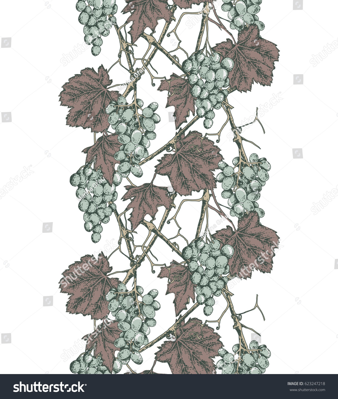 Seamless Grape Garland Vector Background Stock Vector (Royalty Free ...