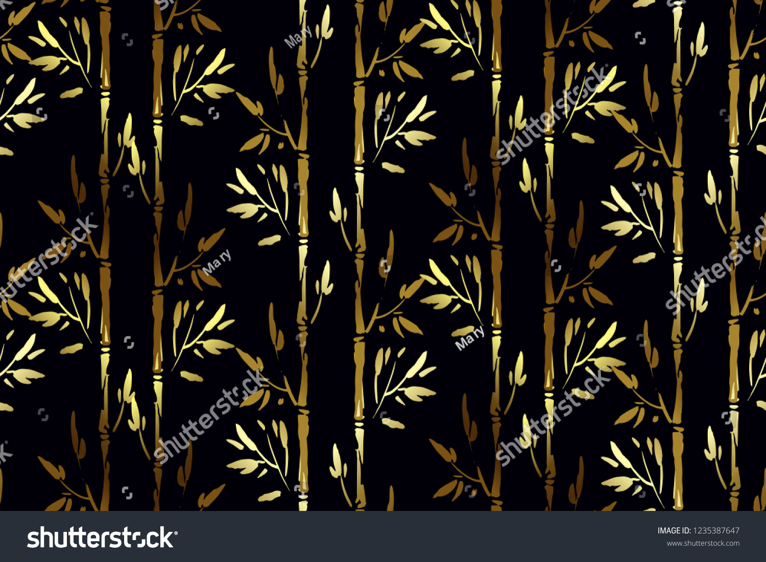 Seamless Graphic Hand Drawn Bamboo Pattern Stock Vector (Royalty Free ...