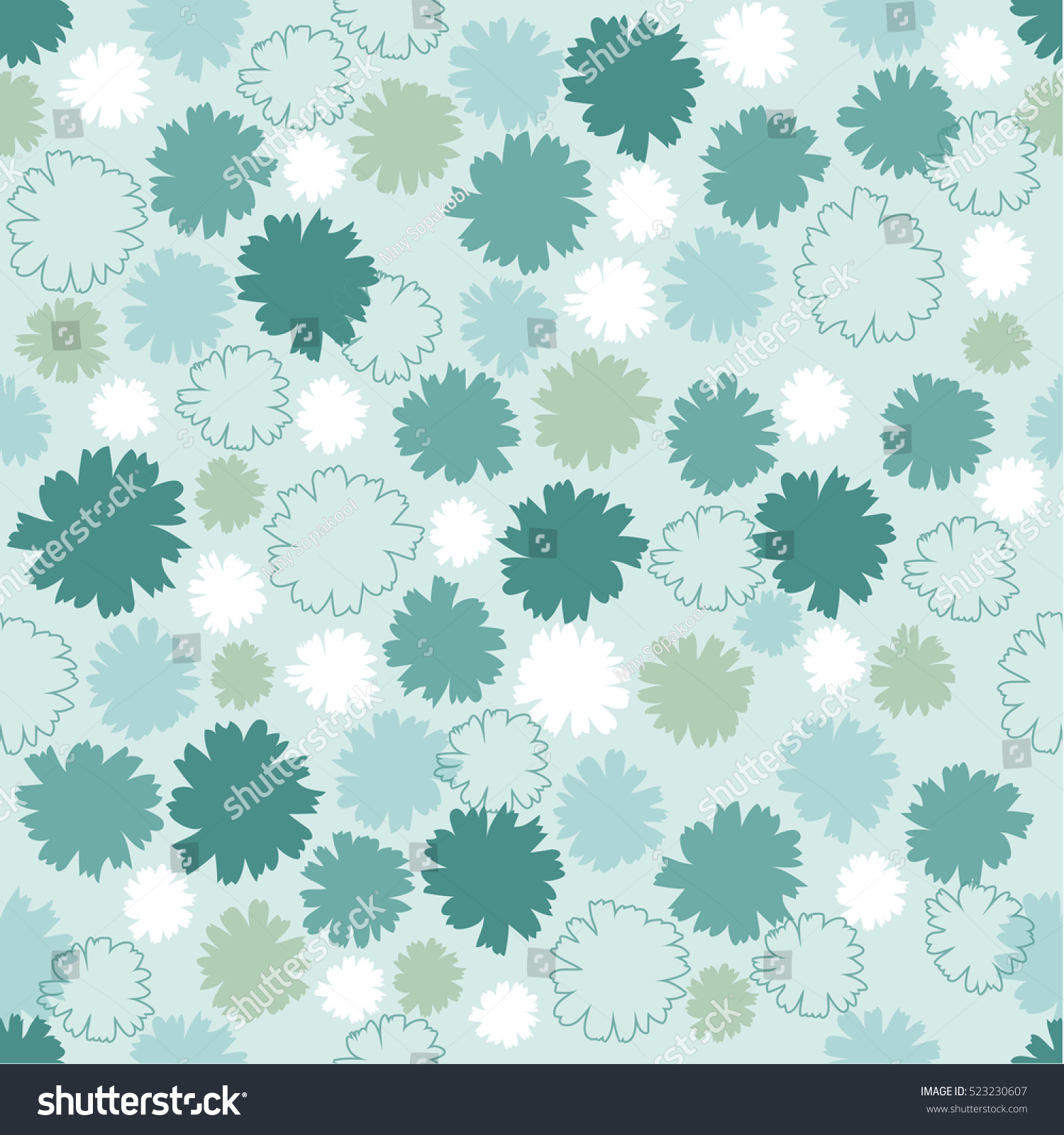 Seamless Green Floral Pattern Background Stock Vector (Royalty Free ...