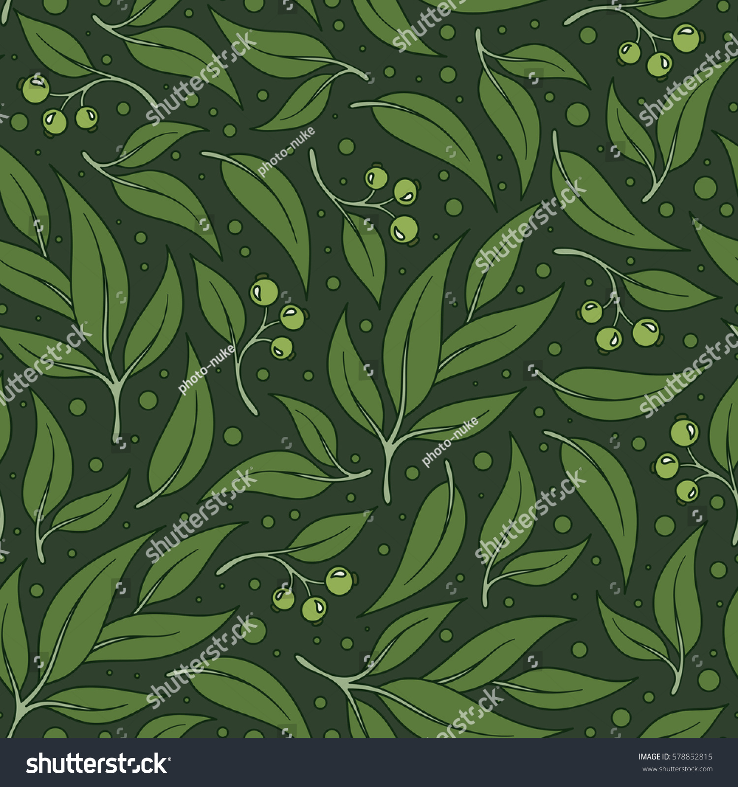 Seamless Green Leaf Pattern Eucalyptus Leaves Stock Vector (Royalty ...