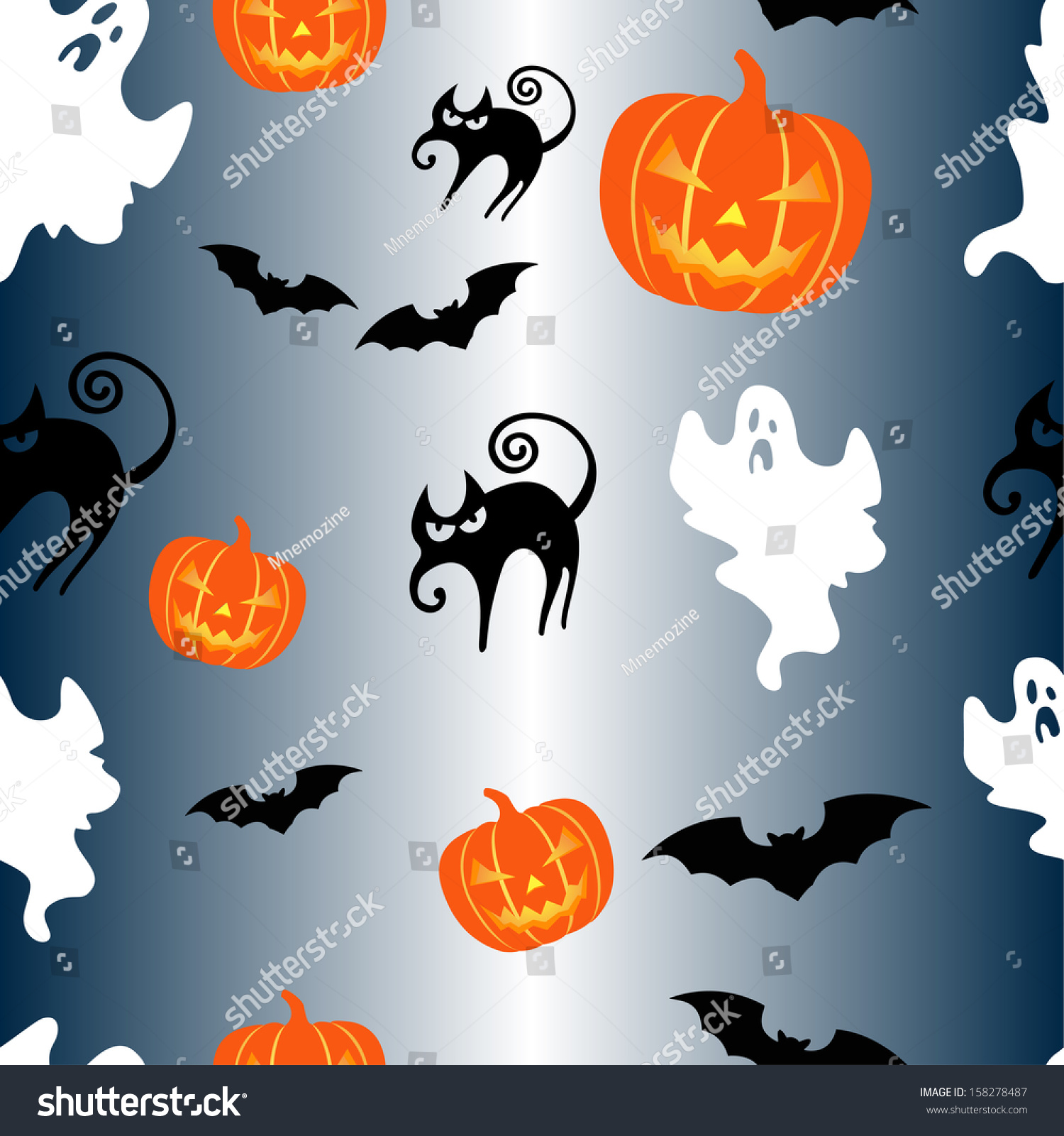 Seamless Halloween Background Blue Gradient Stock Vector (Royalty Free ...