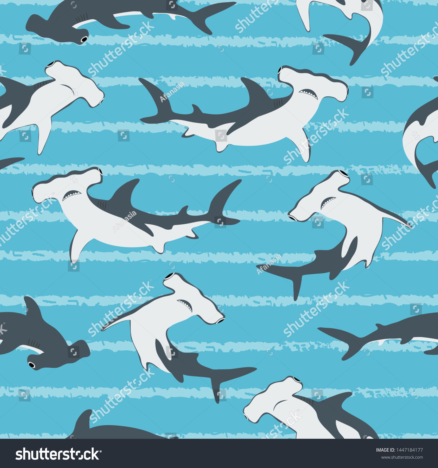 Seamless Hammerhead Shark Pattern Vector Sea Stock Vector (Royalty Free ...