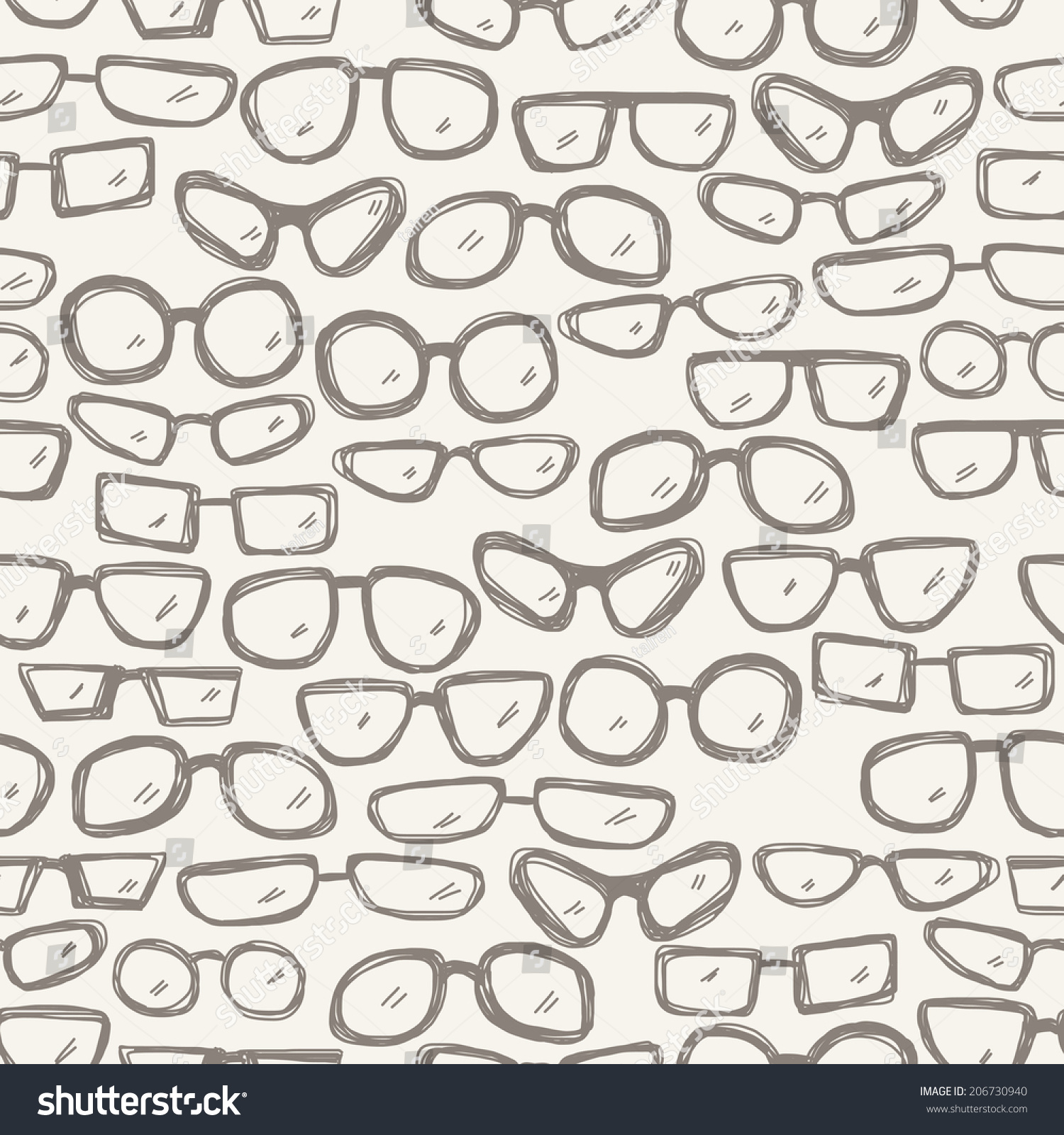 Seamless Hand Drawn Pattern Glasses Stock Vector (Royalty Free ...