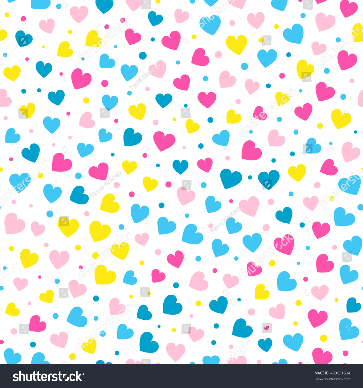 Seamless Hearts Dots Pattern White Background Stock Vector (Royalty ...