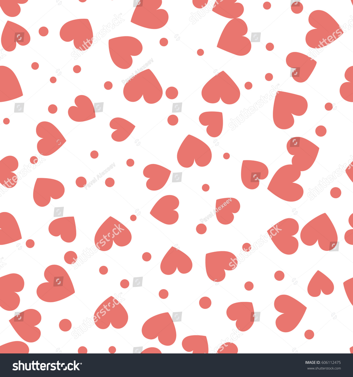 Seamless Hearts Dots Pattern White Background Stock Vector (Royalty ...