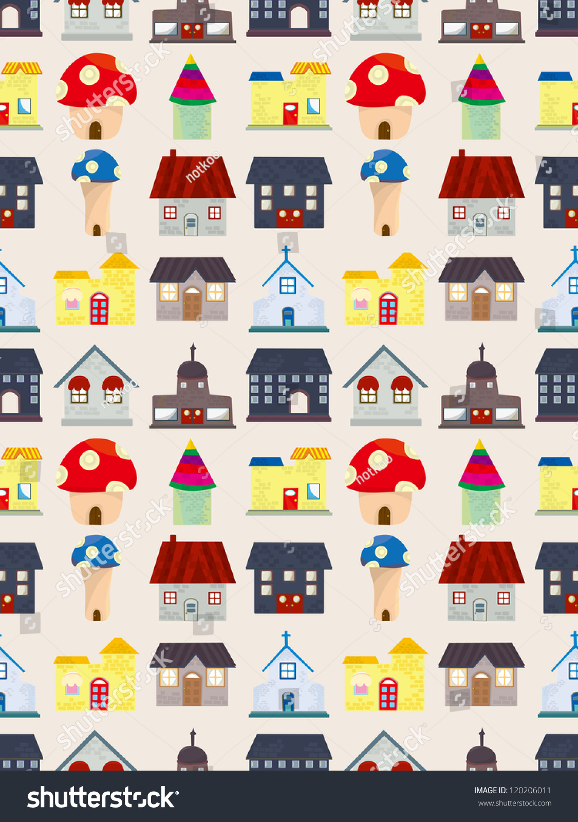 Seamless House Patterncartoon Vector Illustration Stock Vector (Royalty ...
