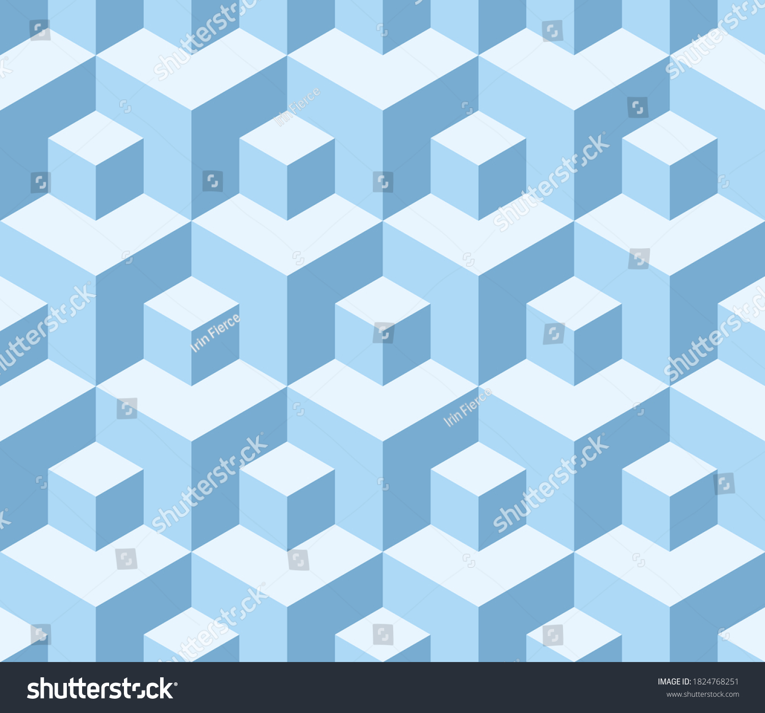 Seamless Isometric Pattern Blue Abstract Endless Stock Vector (Royalty ...