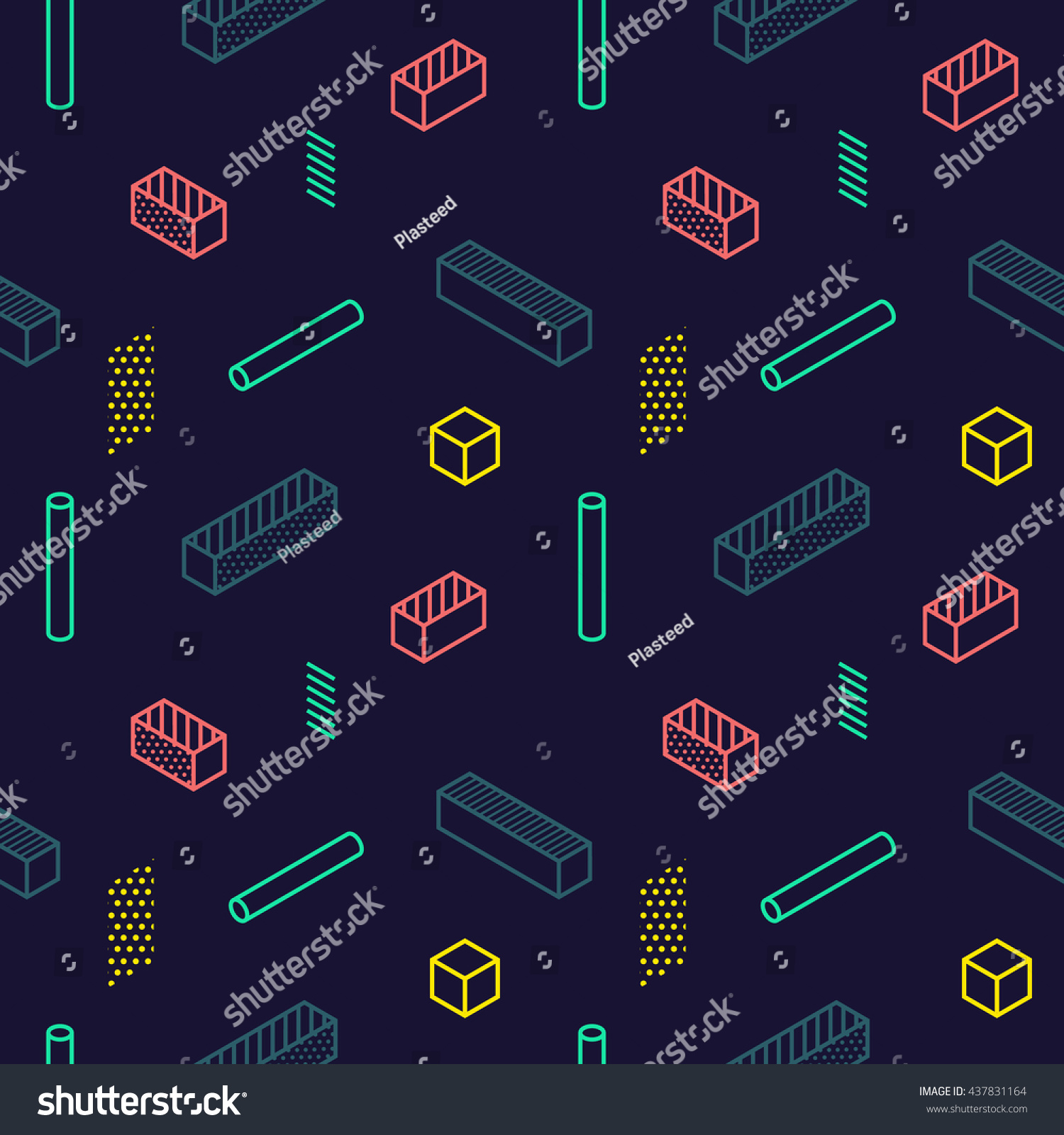 Seamless Isometric Pattern Simple Shapes On Stock Vector (Royalty Free ...