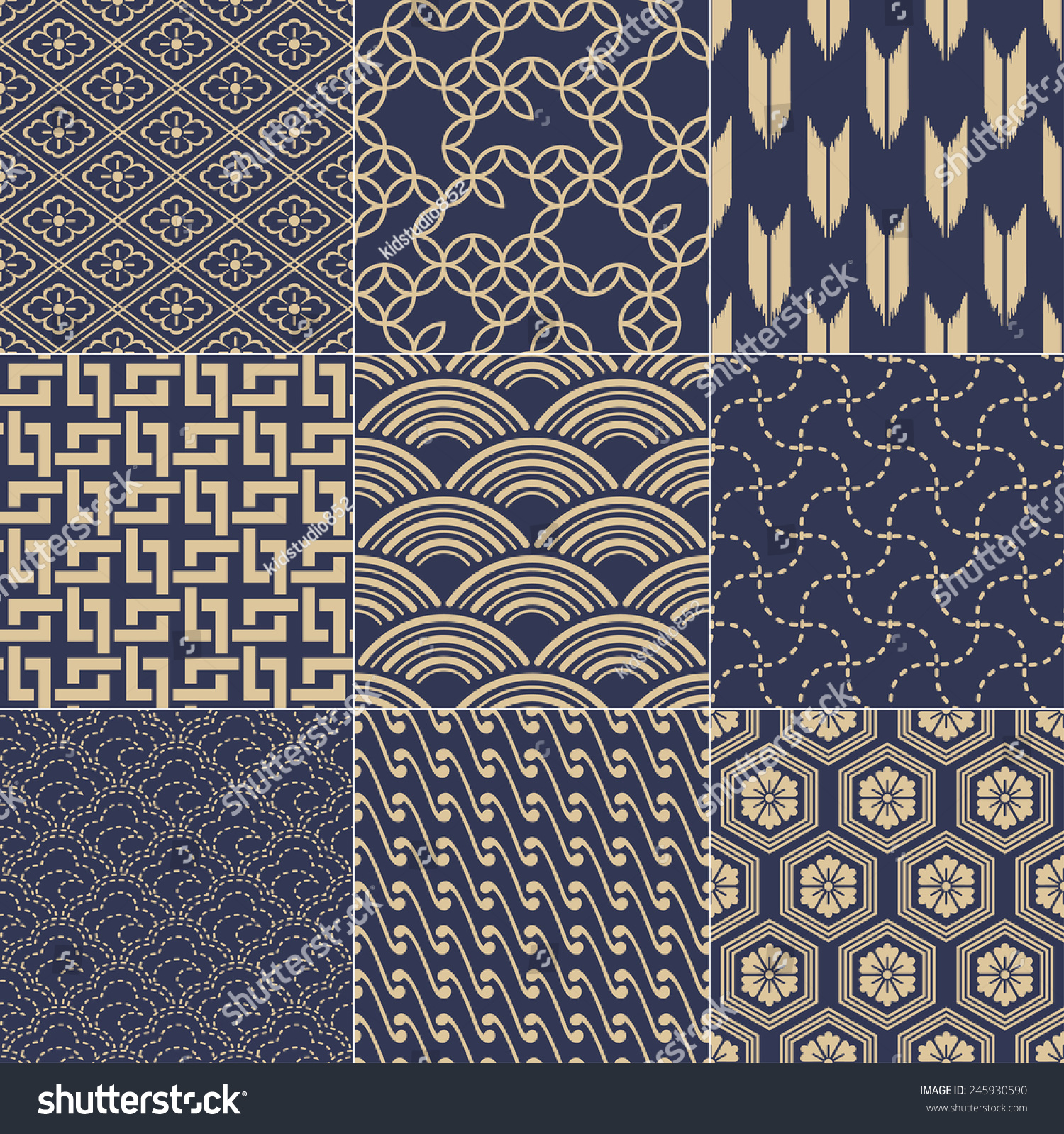 Seamless Japanese Mesh Pattern Stock Vector (Royalty Free) 245930590 ...