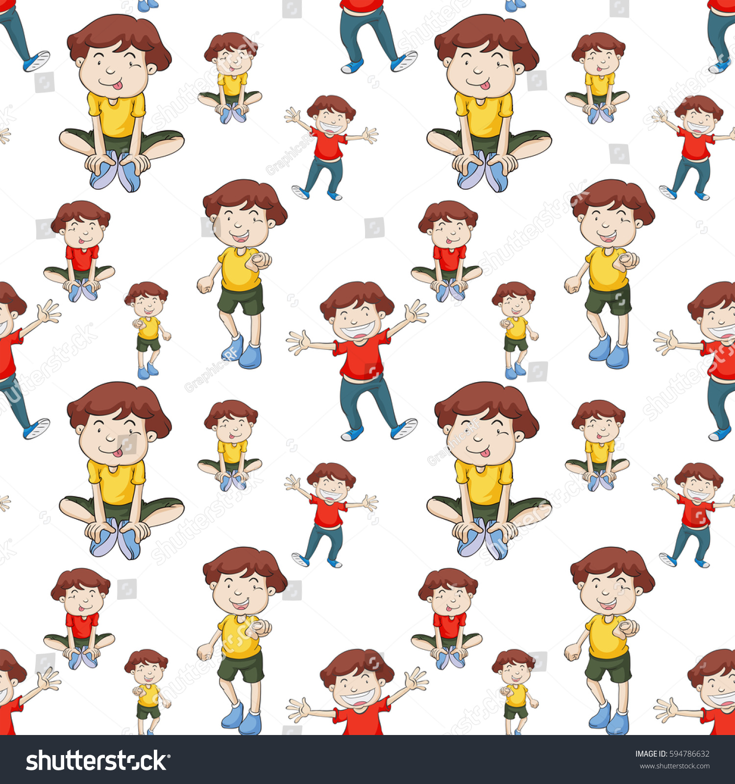Seamless Kids Playing Pattern Stock Vector (Royalty Free) 594786632