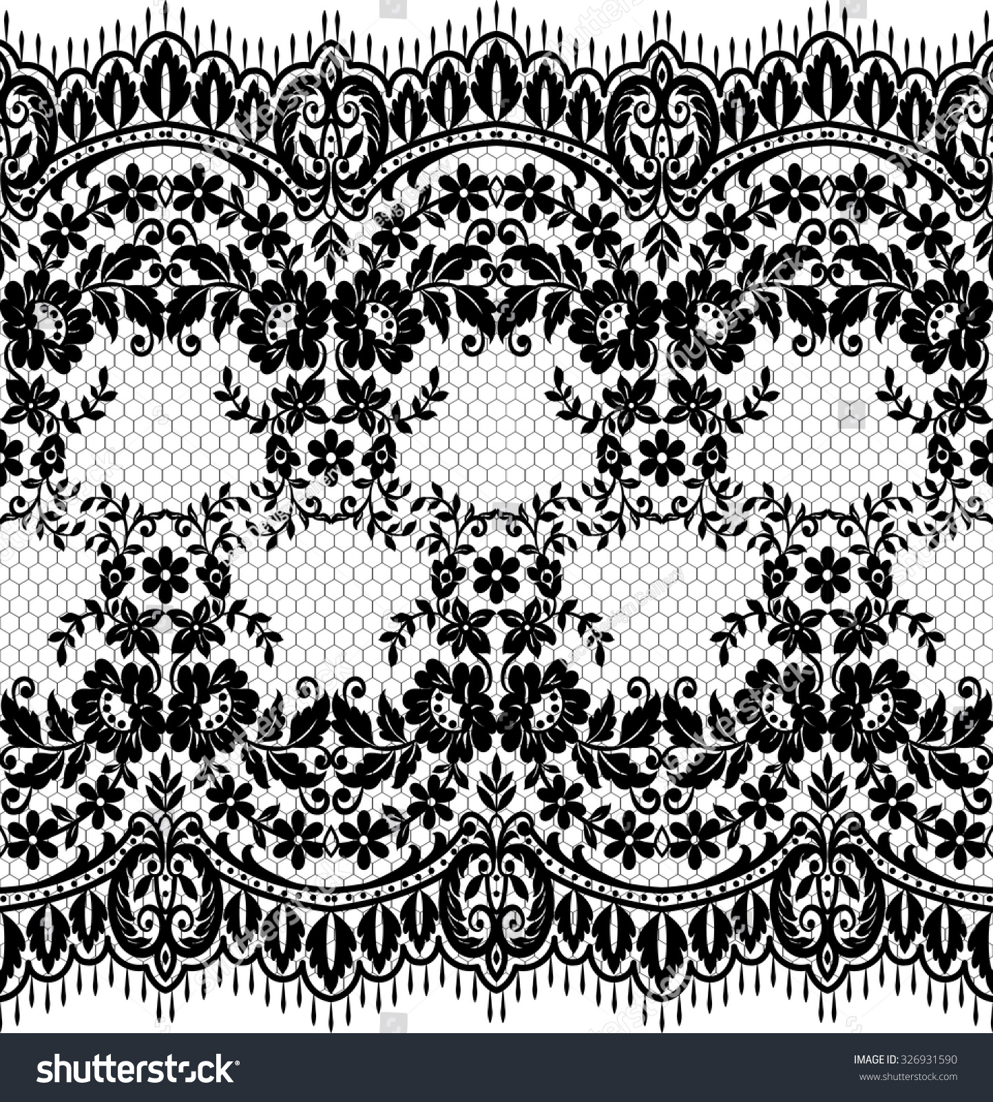 Seamless Lace Pattern Flower Vintage Vector Stock Vector (Royalty Free ...