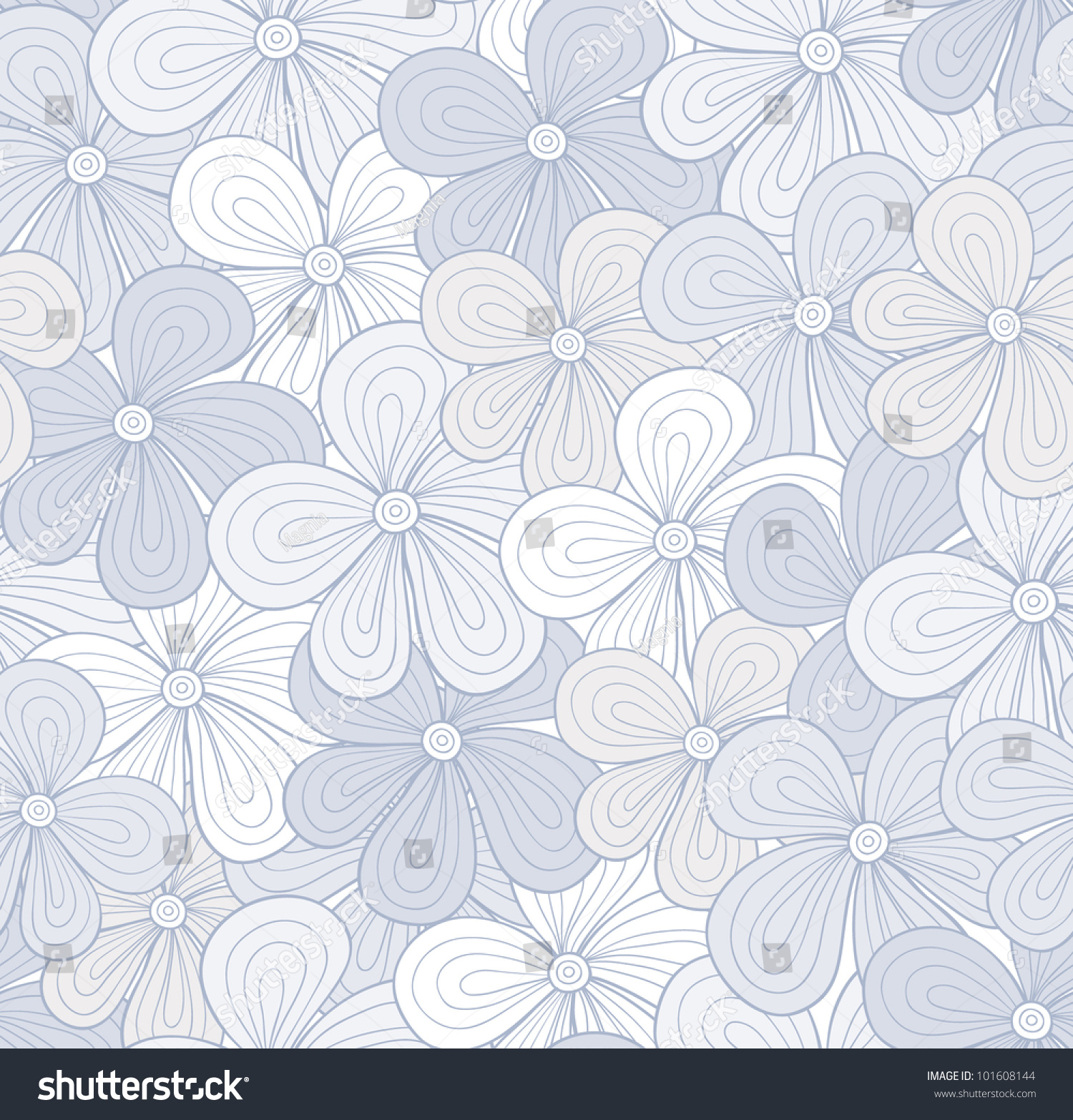 Seamless Light Blue Floral Pattern Stock Vector (Royalty Free) 101608144