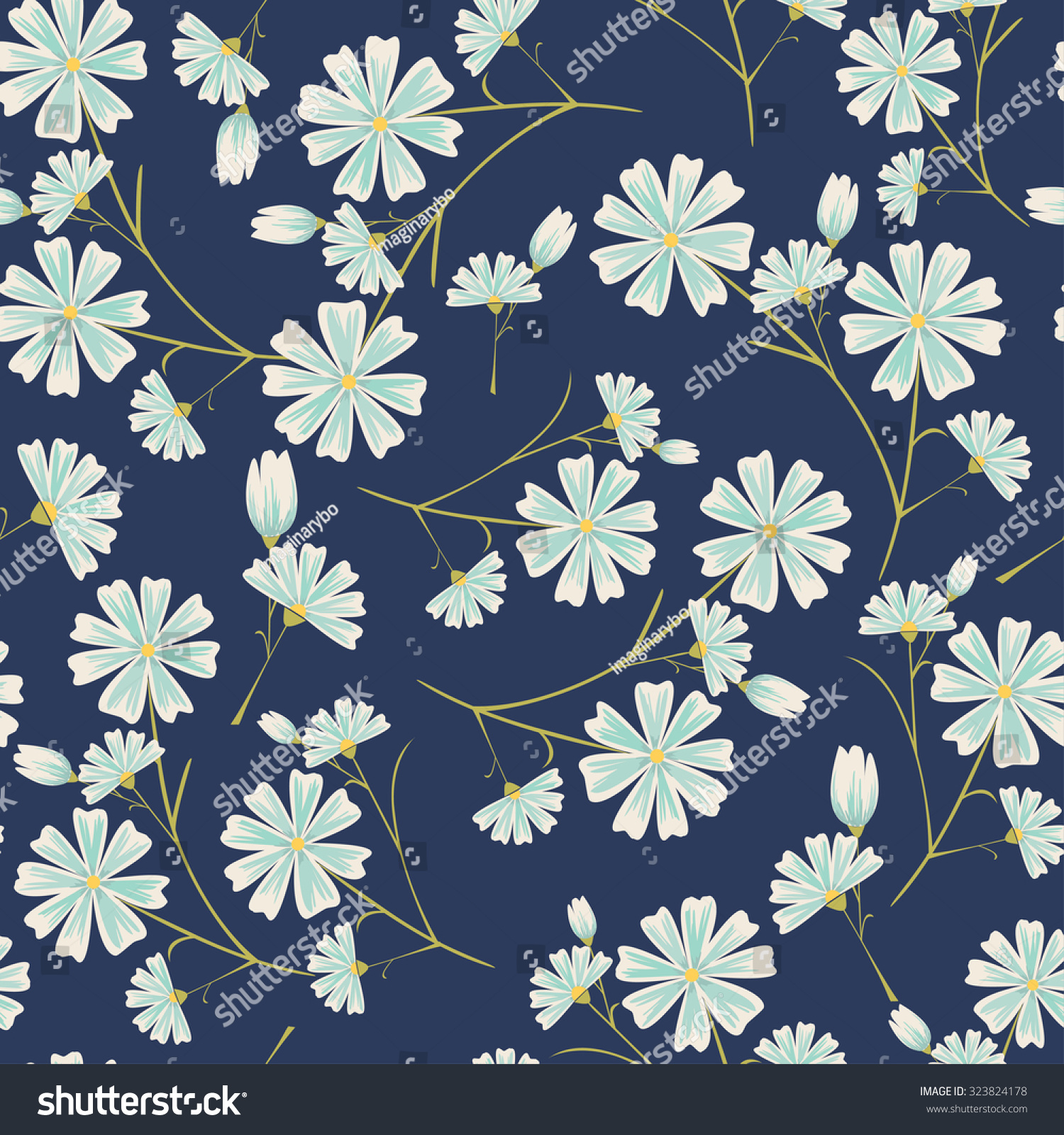 Seamless Light Blue Flower Pattern On Stock Vector (Royalty Free) 323824178