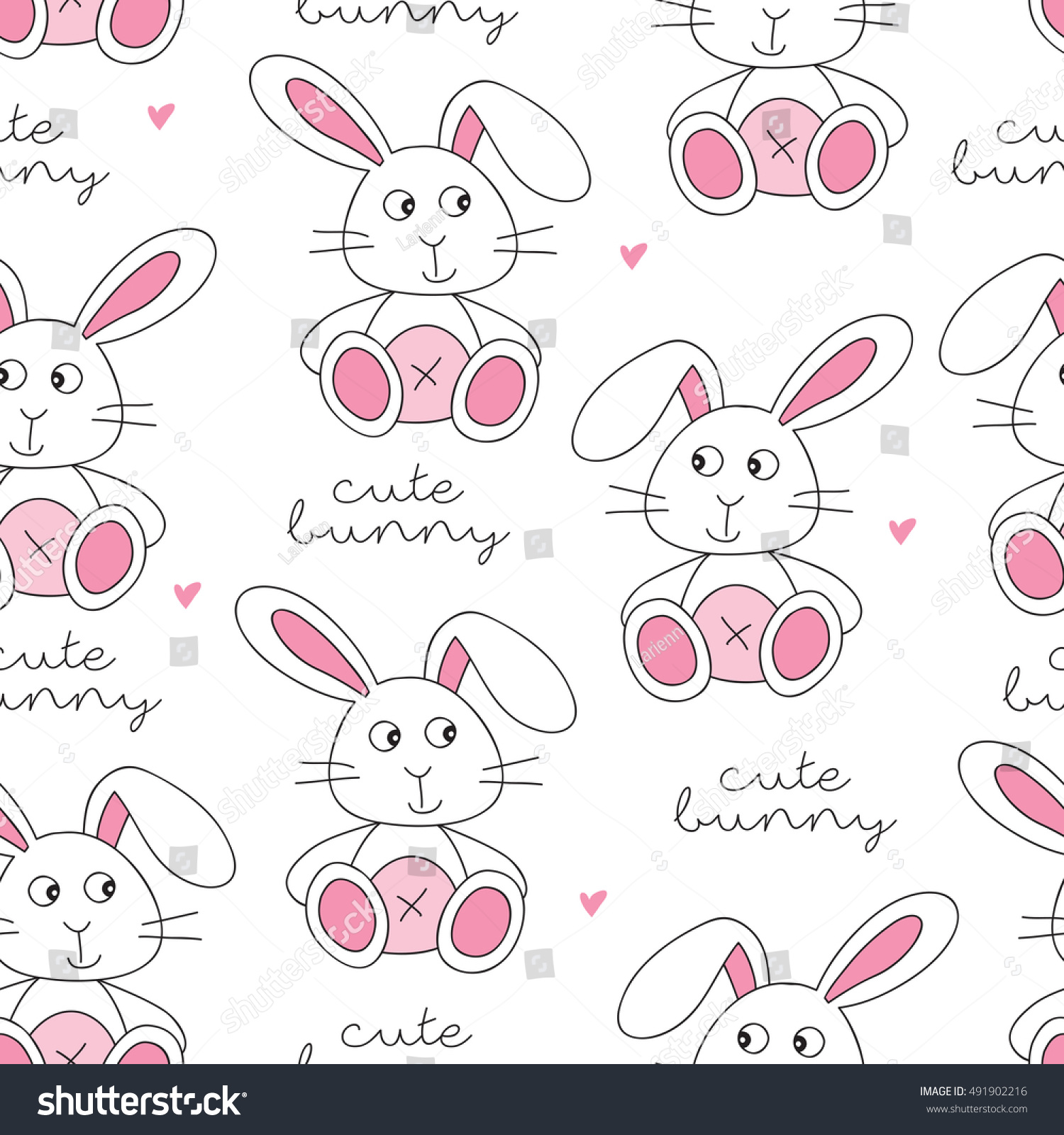 Seamless Little Bunny Pattern Vector Illustration: vector de stock ...