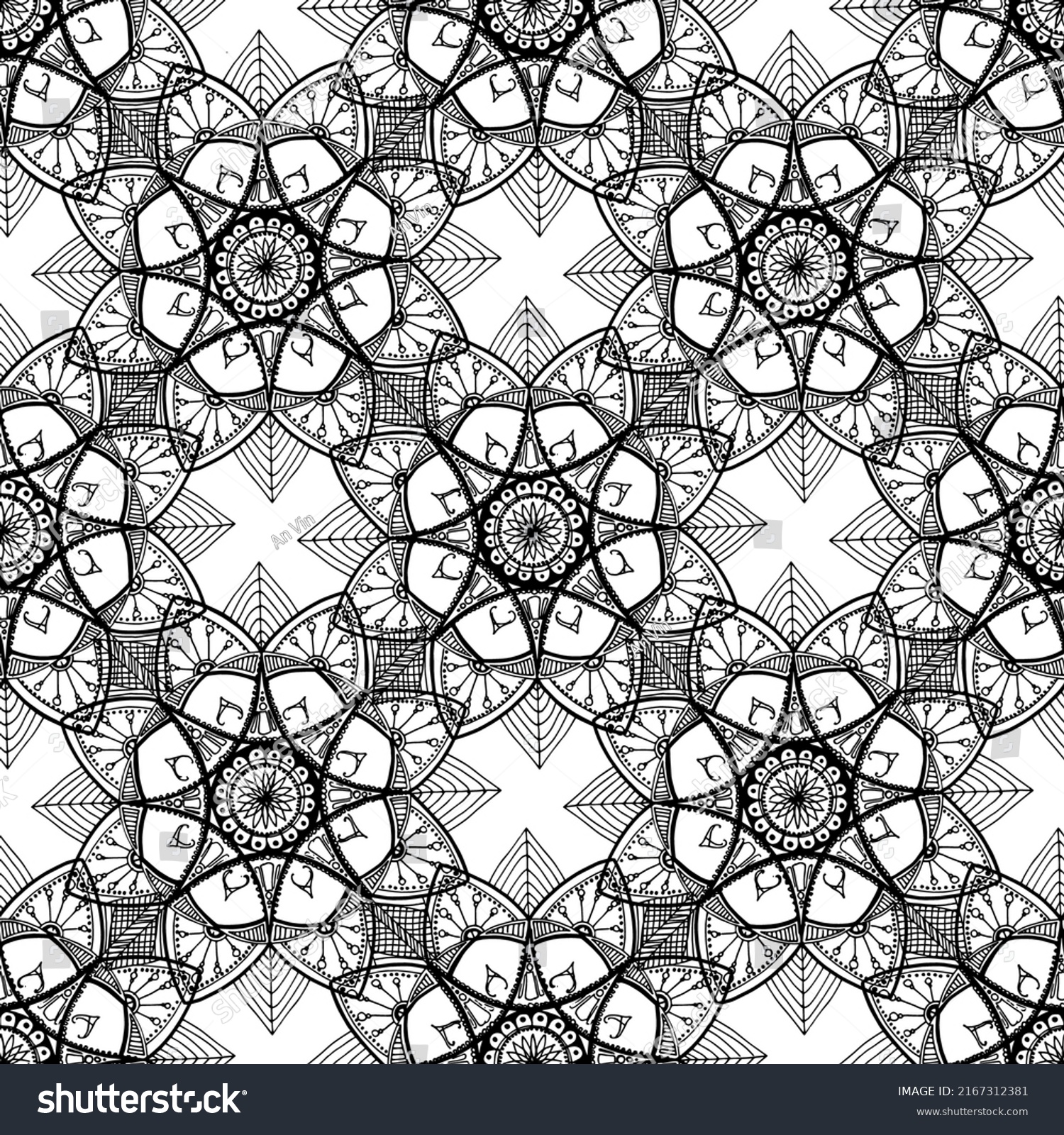Seamless Mandala Pattern Textures Intersecting Each Stock Vector ...