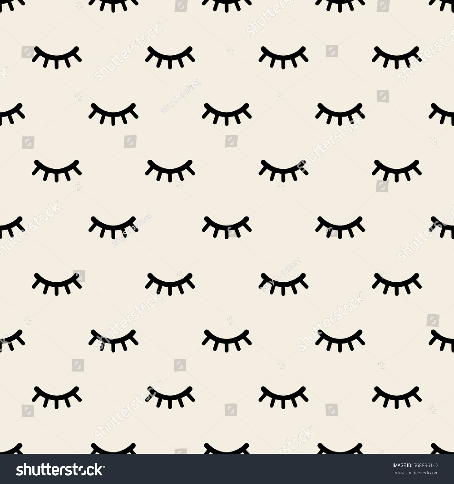 Seamless Monochrome Eyelash Pattern Background Stock Vector 568896142 ...