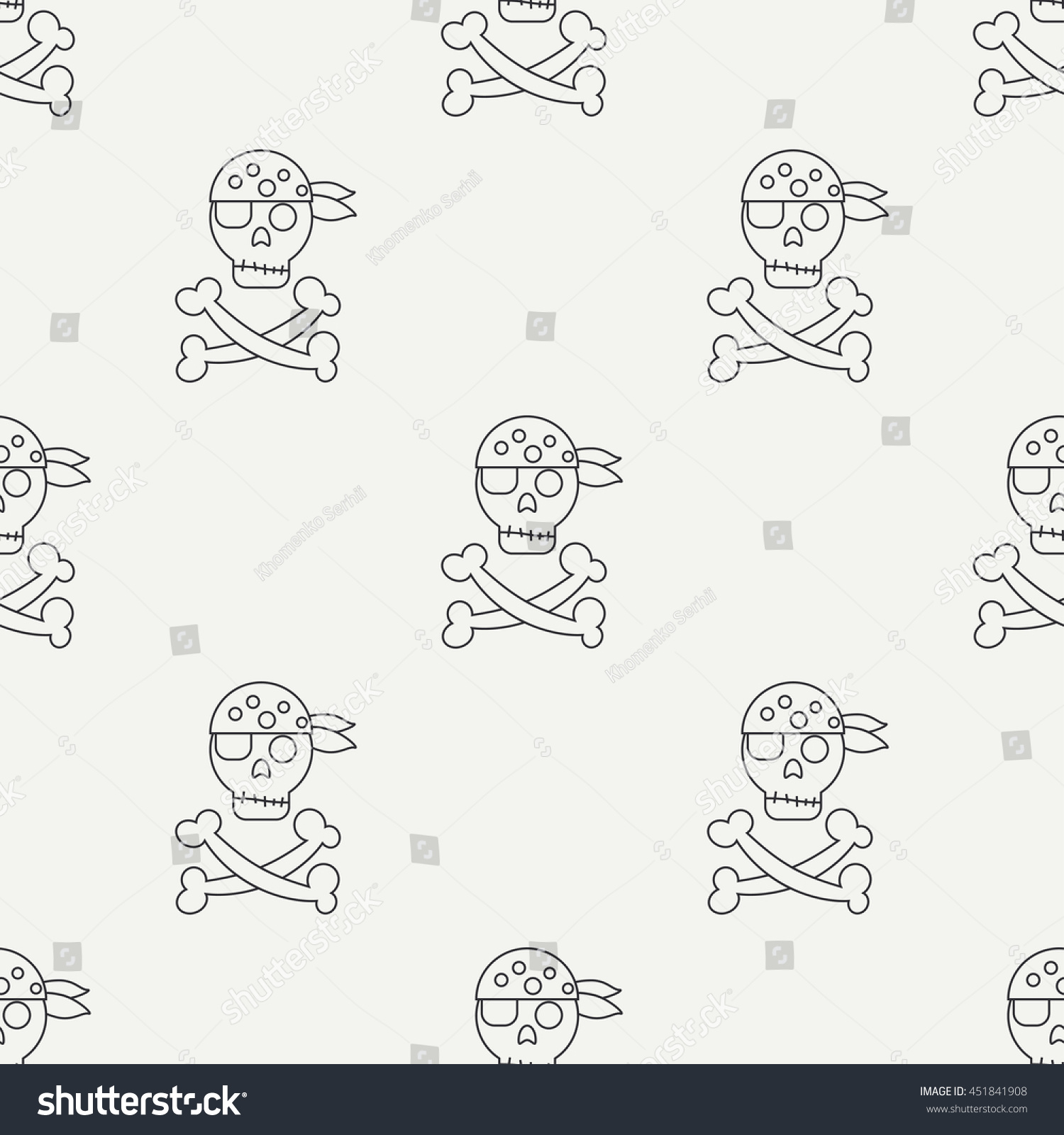 Seamless Monochrome Flat Line Pattern Pirate Stock Vector (Royalty Free ...