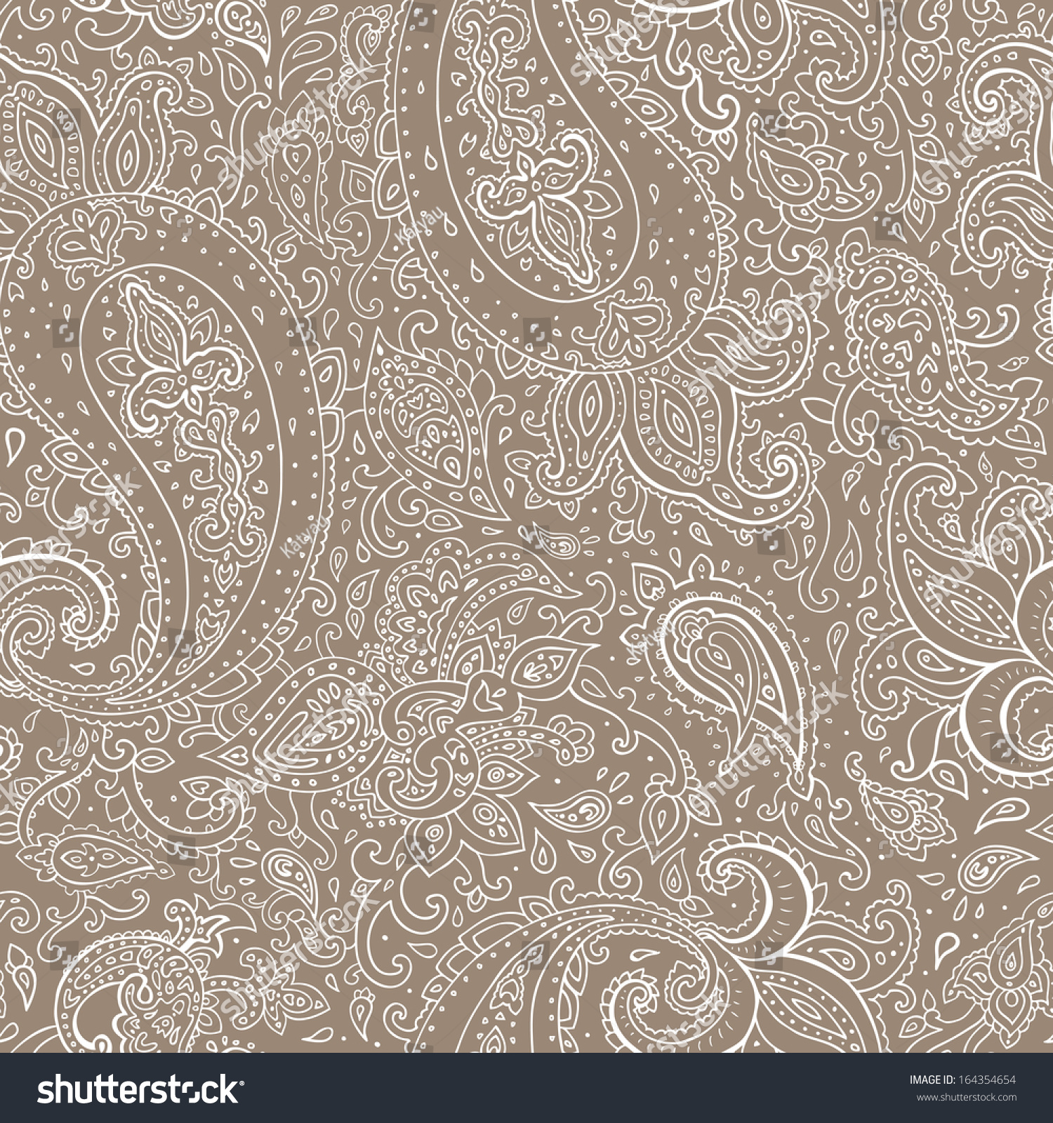 Seamless Paisley Background Hand Drawn Vector 库存矢量图（免版税）164354654 ...