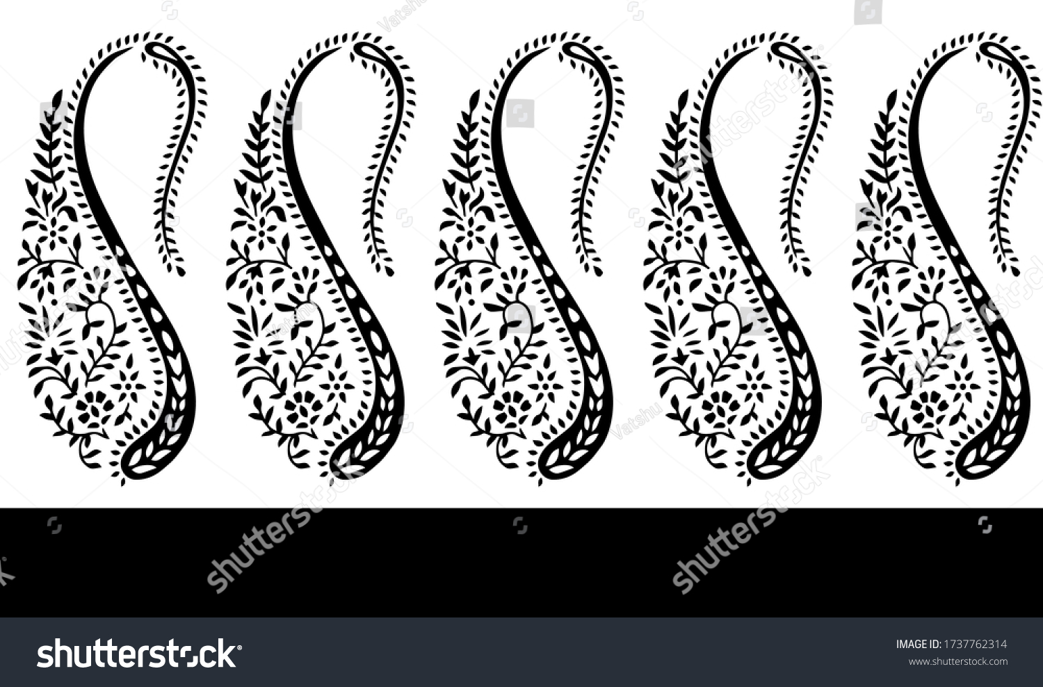Seamless Paisley Border Pattern White Background Stock Vector (Royalty ...