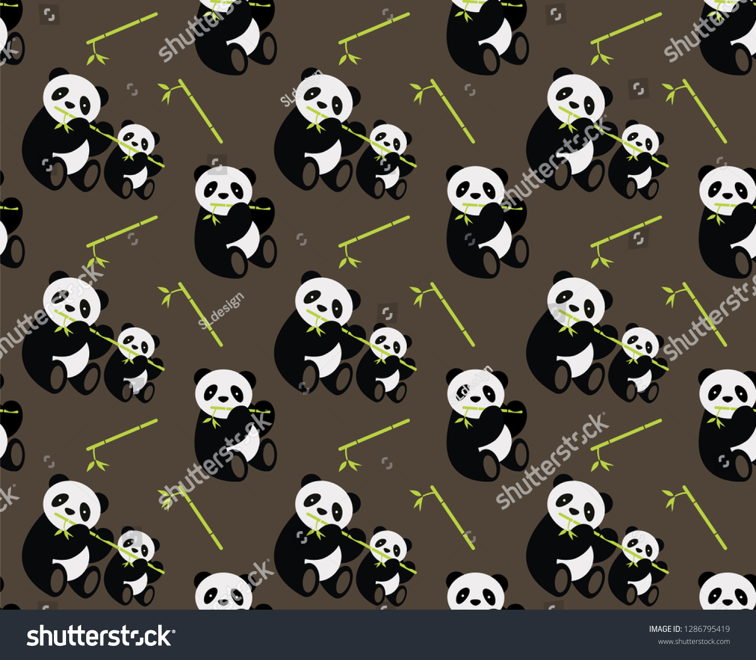 Seamless Panda Bear Pattern Vector Illustration Stock Vector Royalty