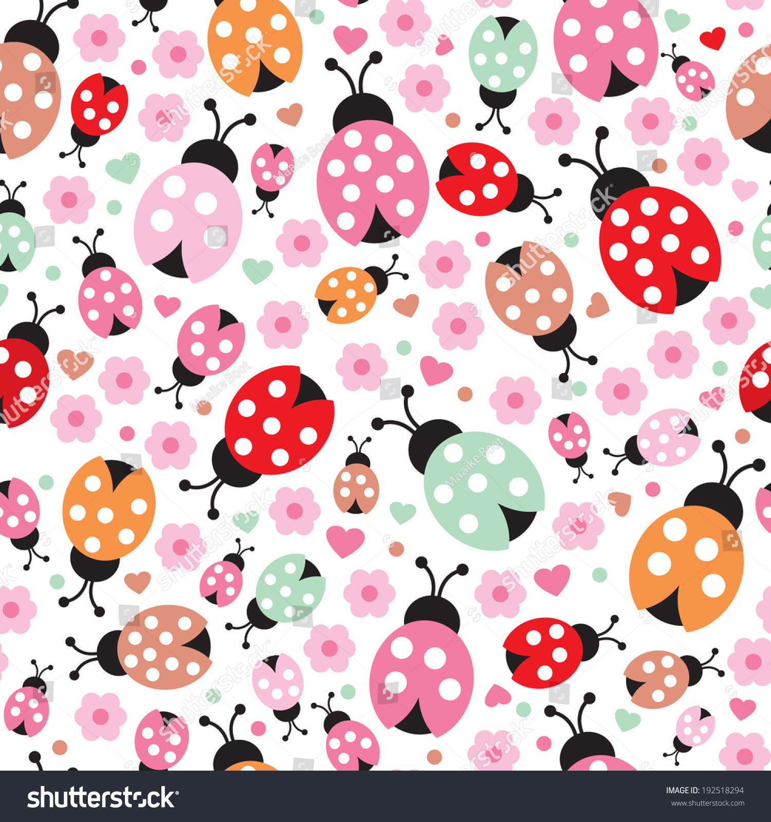 Seamless Pastel Kids Lady Bug Polka Stock Vector (Royalty Free ...