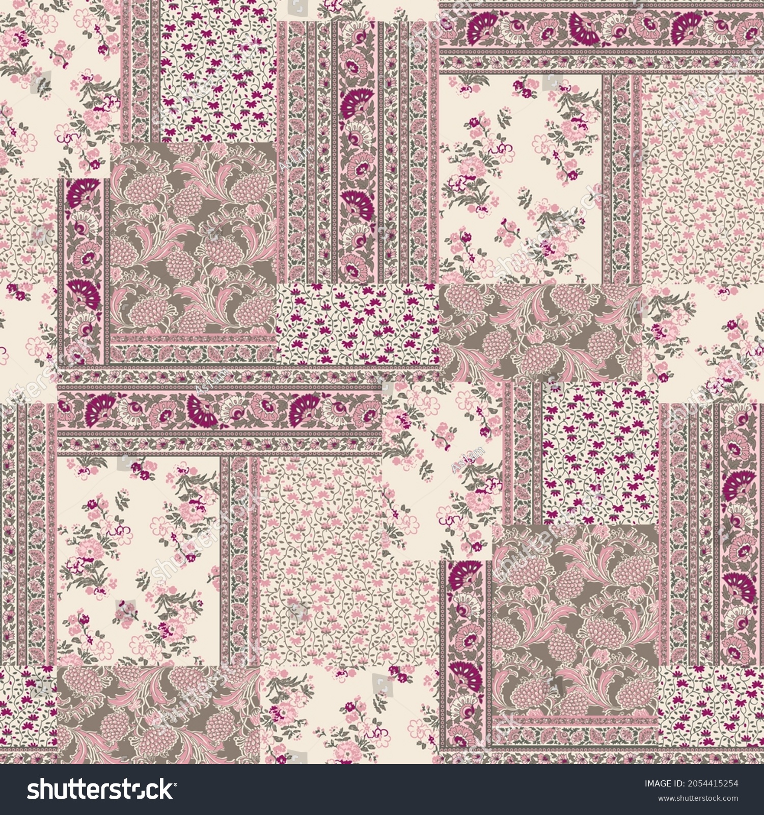 Seamless Patchwork Quilt Effect Fabric Design Stock Vector (Royalty ...